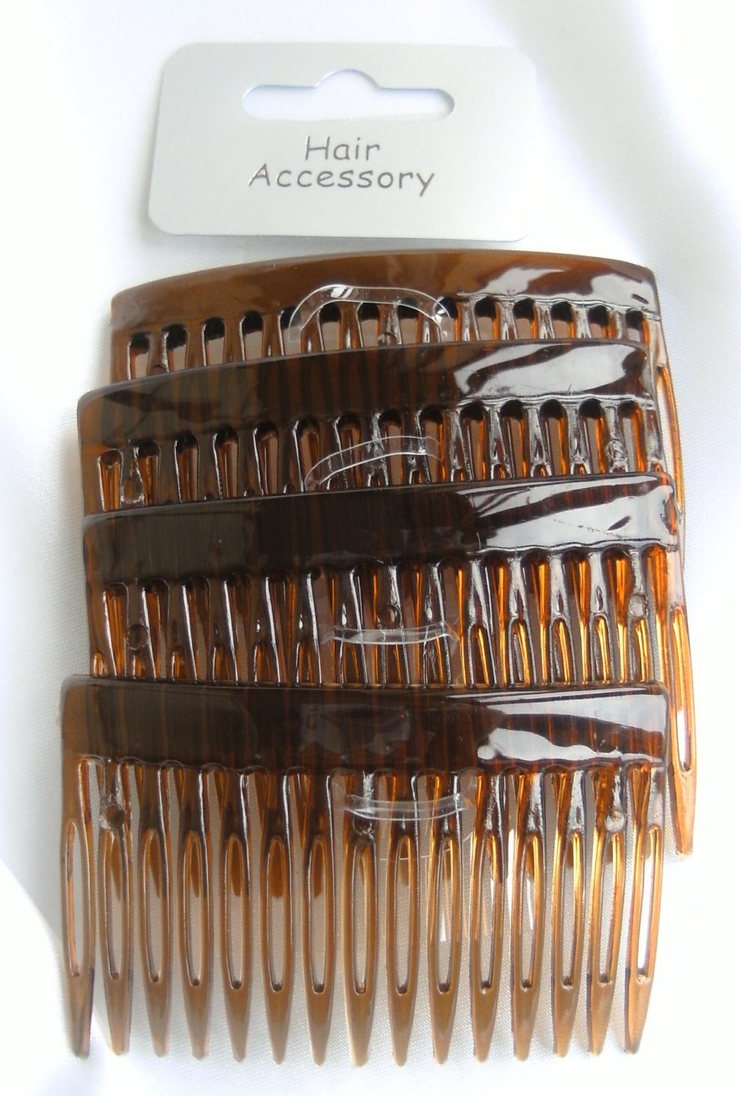 Set of 4 Brown/Tort Plastic Hair Comb Slides - Bridal Hair Accessories ...