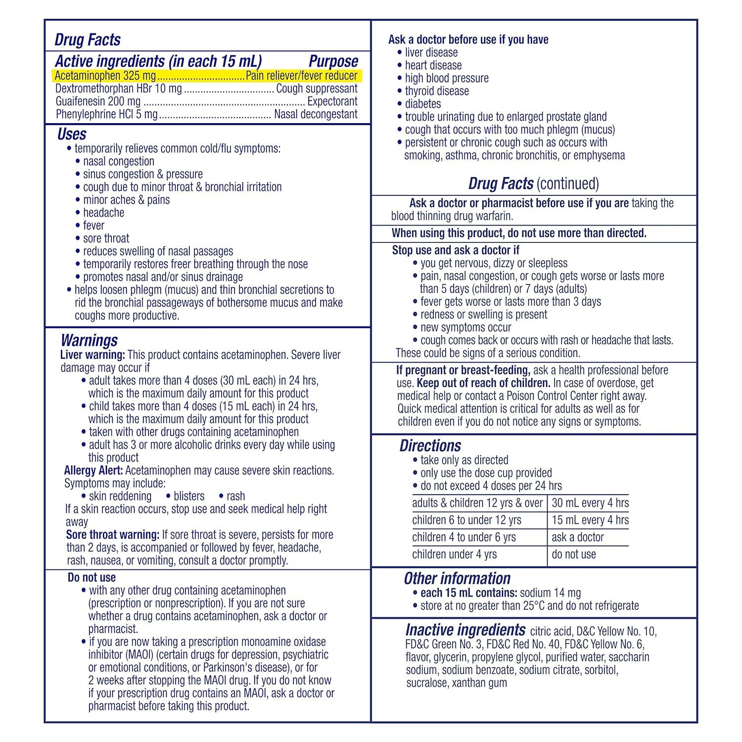 Vicks DayQuil Severe Cold & Flu Medicine Maximum Strength Honey - 12 fl ...
