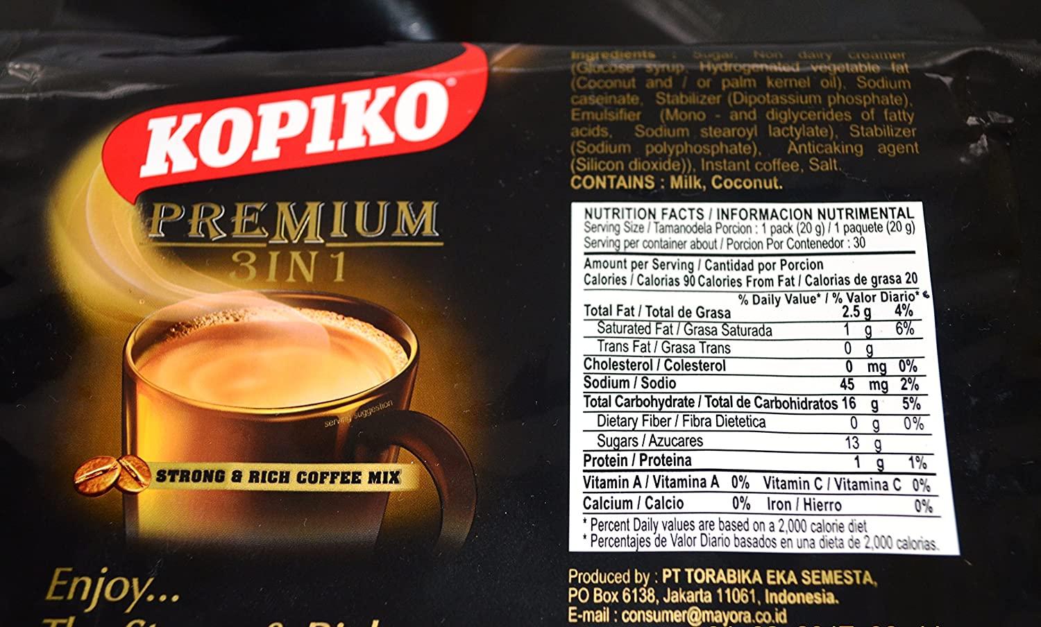 Kopiko Instant Premium 3 in 1 Coffee - 30 Count Per Bag | Non Dairy Creamer and Sugar Included ...