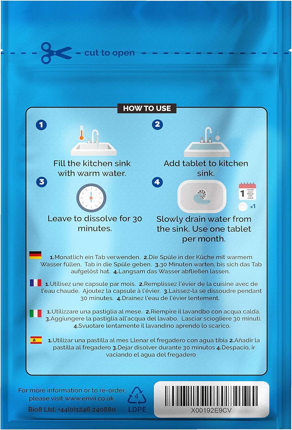 Envii FOG Klear Unblocker Tablets - 12 Months Supply | Natural Drain ...