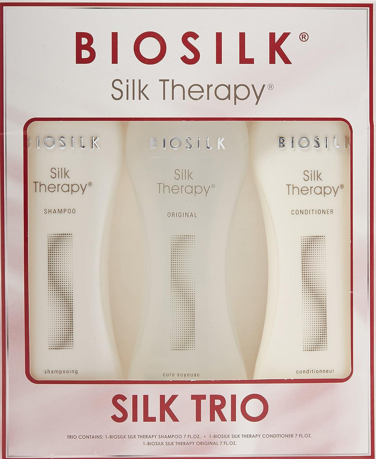 Biosilk Silk Therapy Trio Gift Set - Silk-infused Haircare for Silky ...