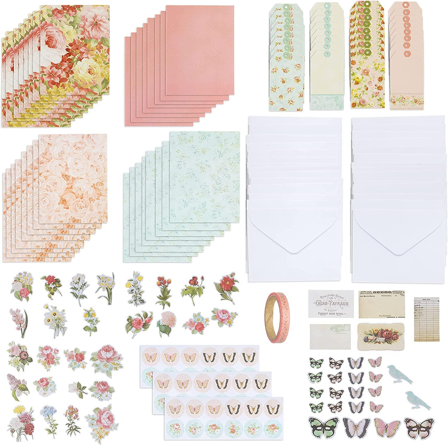 Floral Card Making Kit: 32 Blank Cards, Envelopes, Washi Tape, Stickers ...