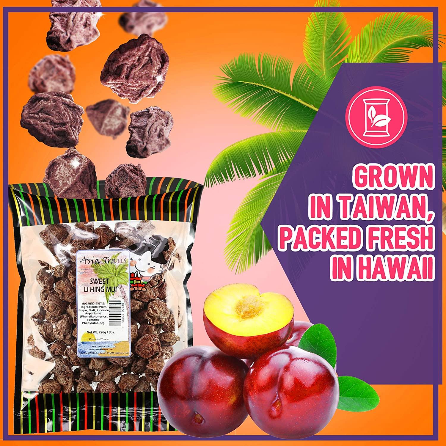 Sweet Seeded Li Hing Mui Crack Seed Plums - Hawaiian Favorite - 6.5 oz ...