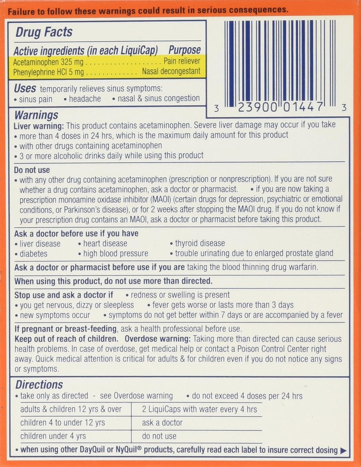 Vicks Dayquil Sinex Daytime Sinus Relief Liquicaps 24 Count - Fast ...
