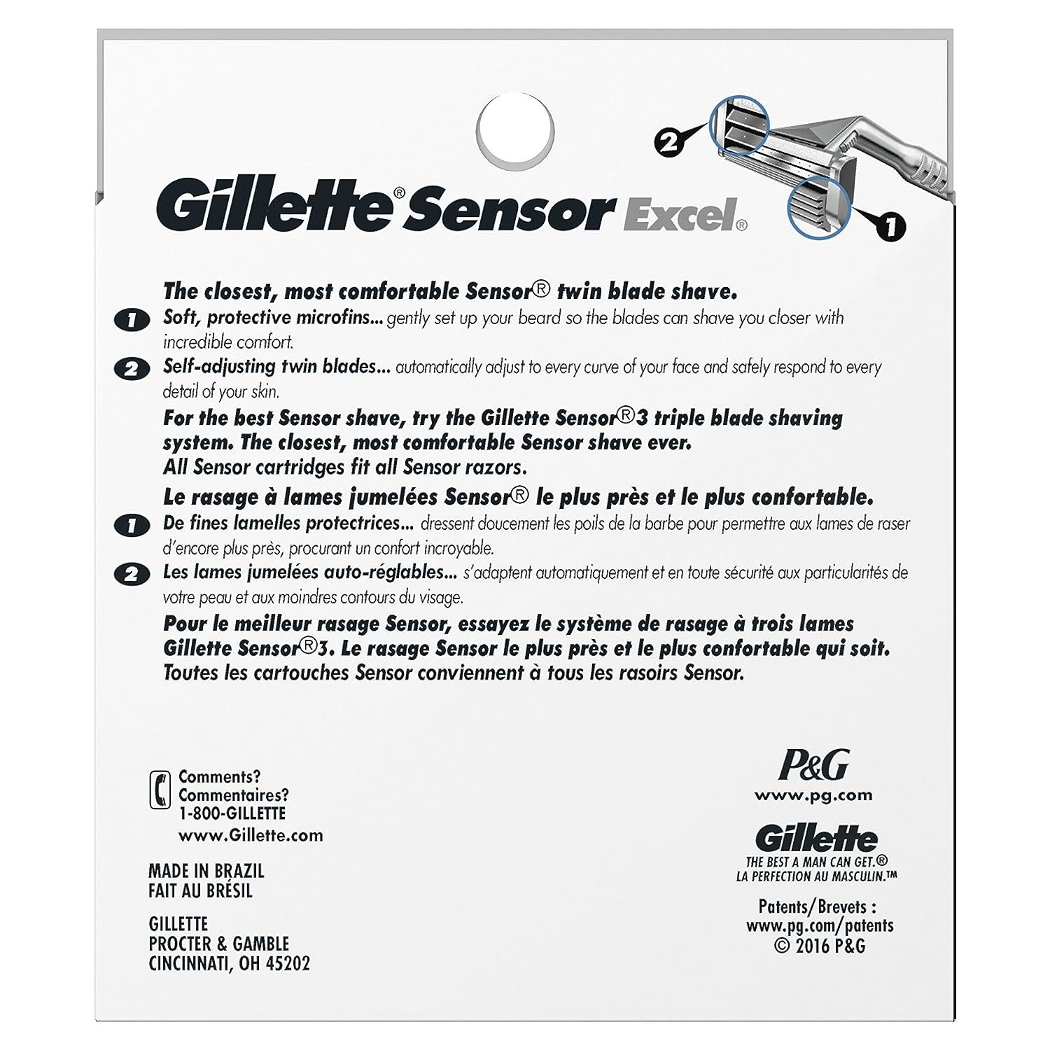 Gillette Sensor Excel Men's Razor Blade Refills - 10 Count Pack (Pack ...