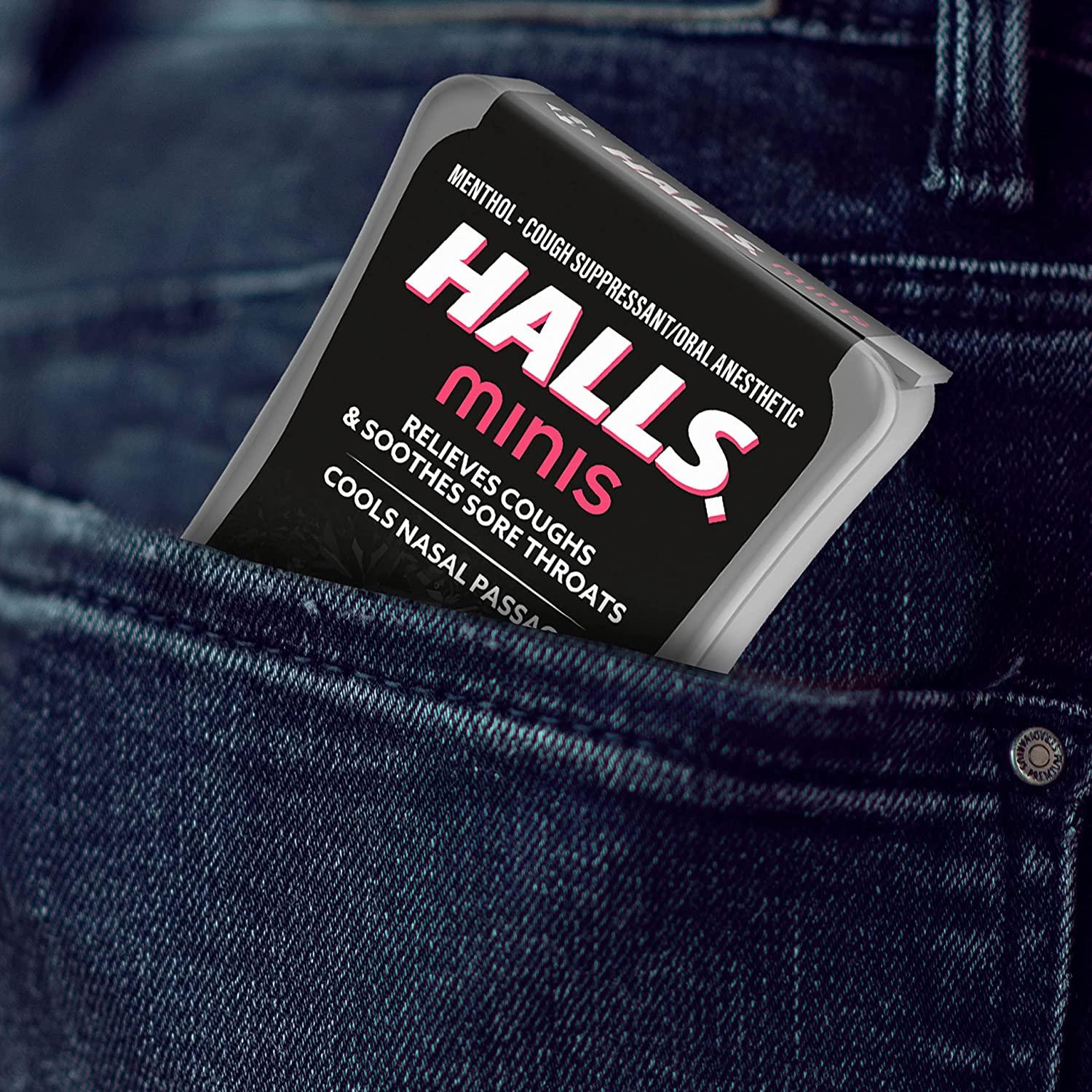 Halls Minis Watermelon Flavor Sugar Free Cough Drops, 8 Packs of 24 ...