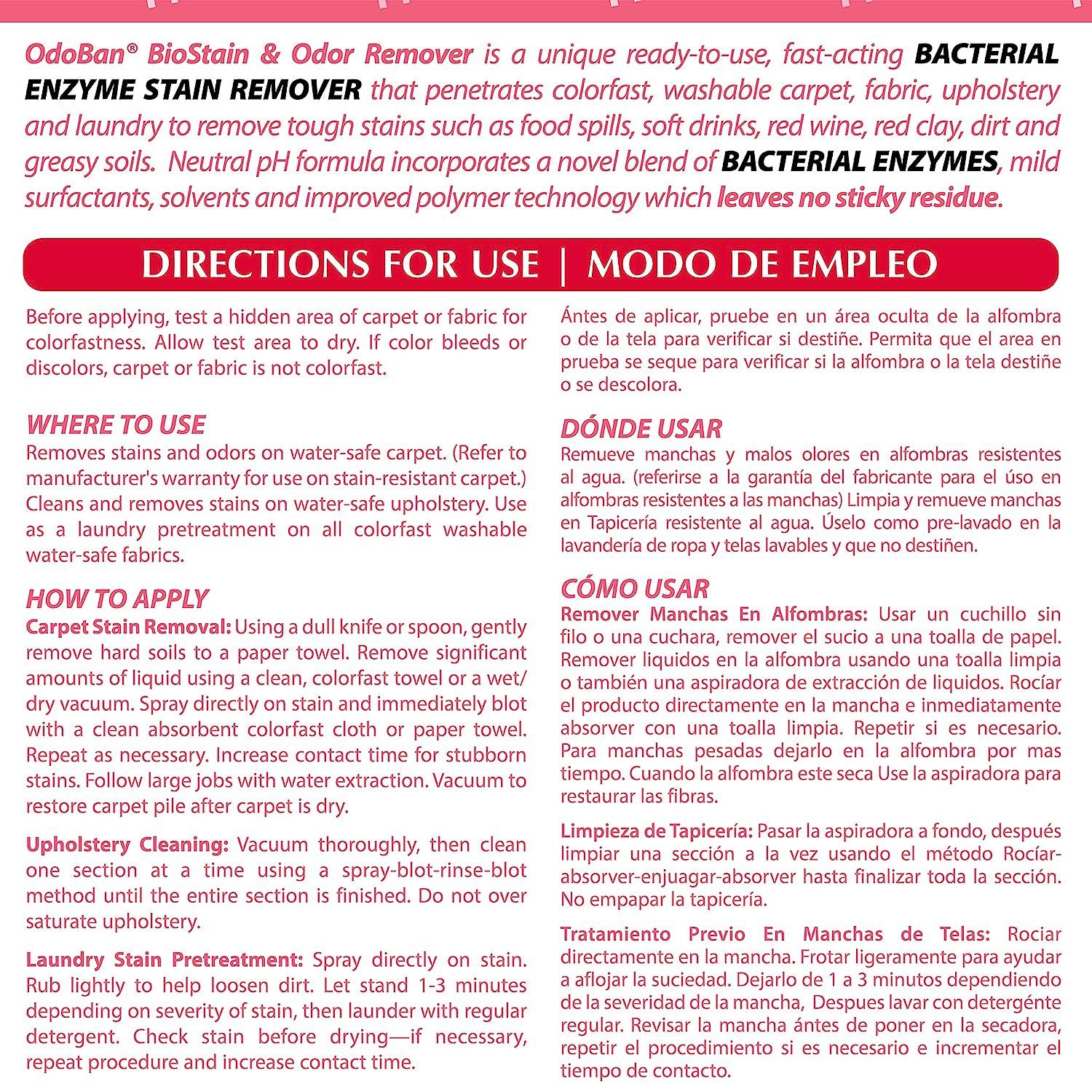 OdoBan Professional BioStain & Odor Remover - 1 Gallon | Ready-to-Use ...