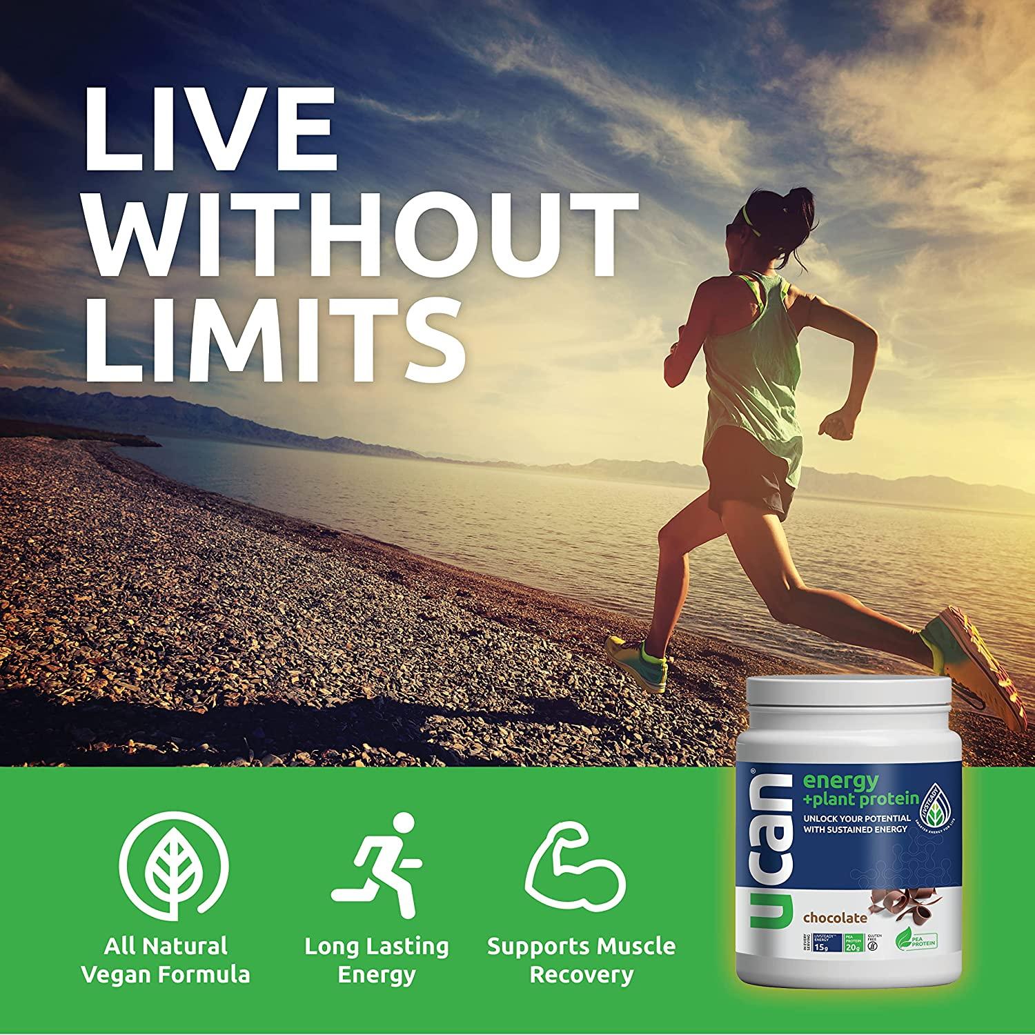 UCAN Chocolate Plant Protein Powder - 20g Pea Protein for Energy Boost ...