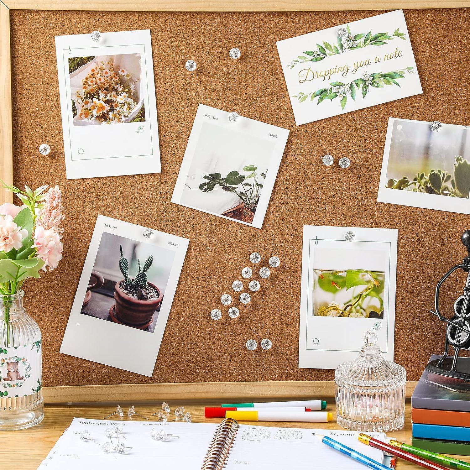 100 Clear Decorative Diamond Push Pins for Furniture and Cork Boards ...