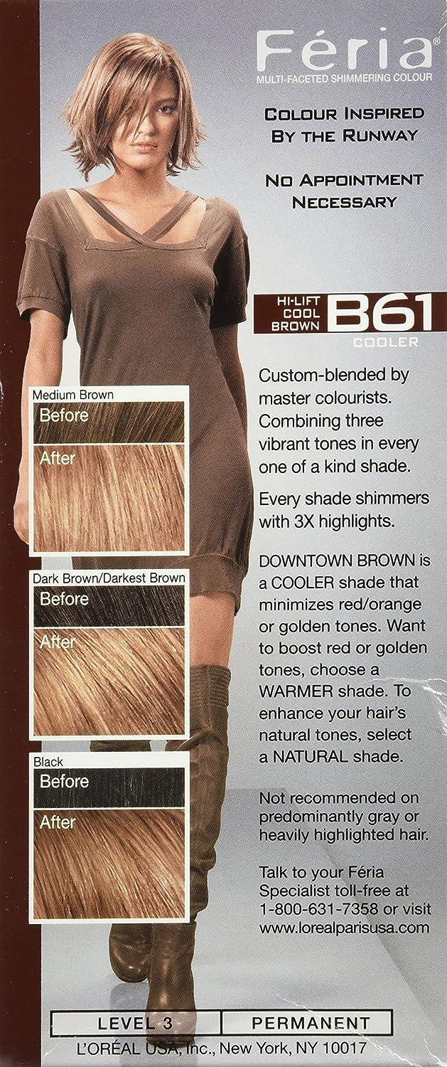 L'Oreal Paris Feria B61 Downtown Brown Hi-Lift Cool Brown Hair Color ...