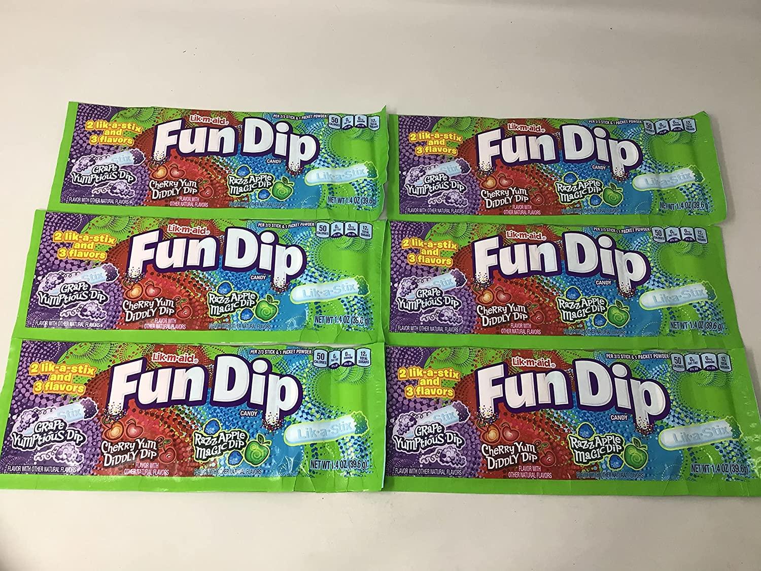Fun Dip 3 Flavor Pack - RazzApple, Cherry, and Grape - 1.4 oz Packs ...