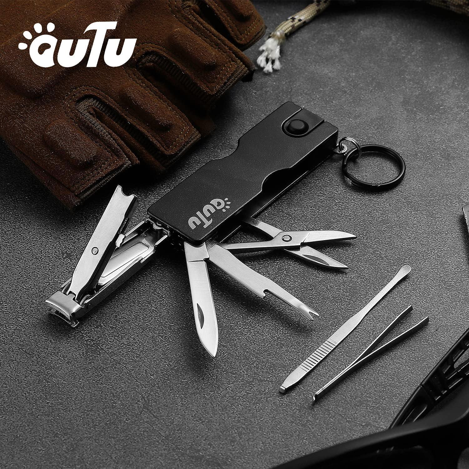OUTU 8 in 1 Keychain Nail Clipper Multitool - EDC Utility Tool with ...