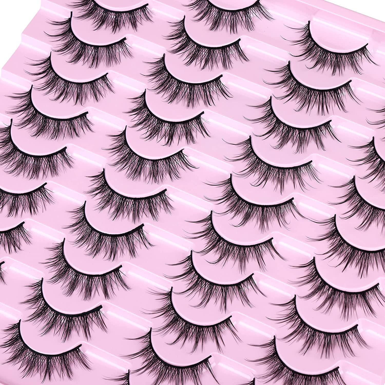 JIMIRE 3D Fluffy False Eyelashes - Natural Cluster Wispy & Spiky - 20 ...
