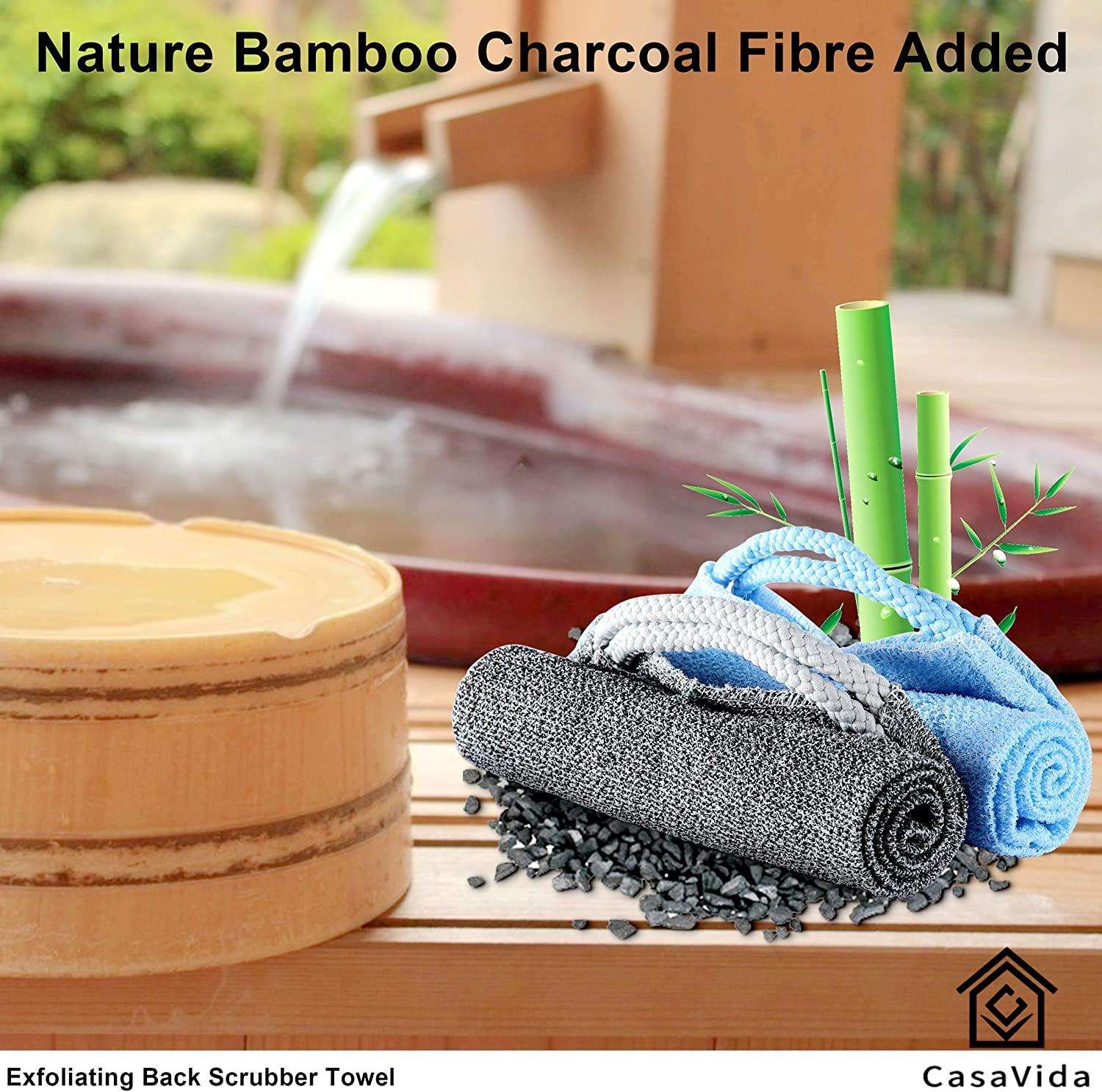 Extended Length Nylon Back Scrubber 2 Pack - CasaVida Charcoal Grey ...