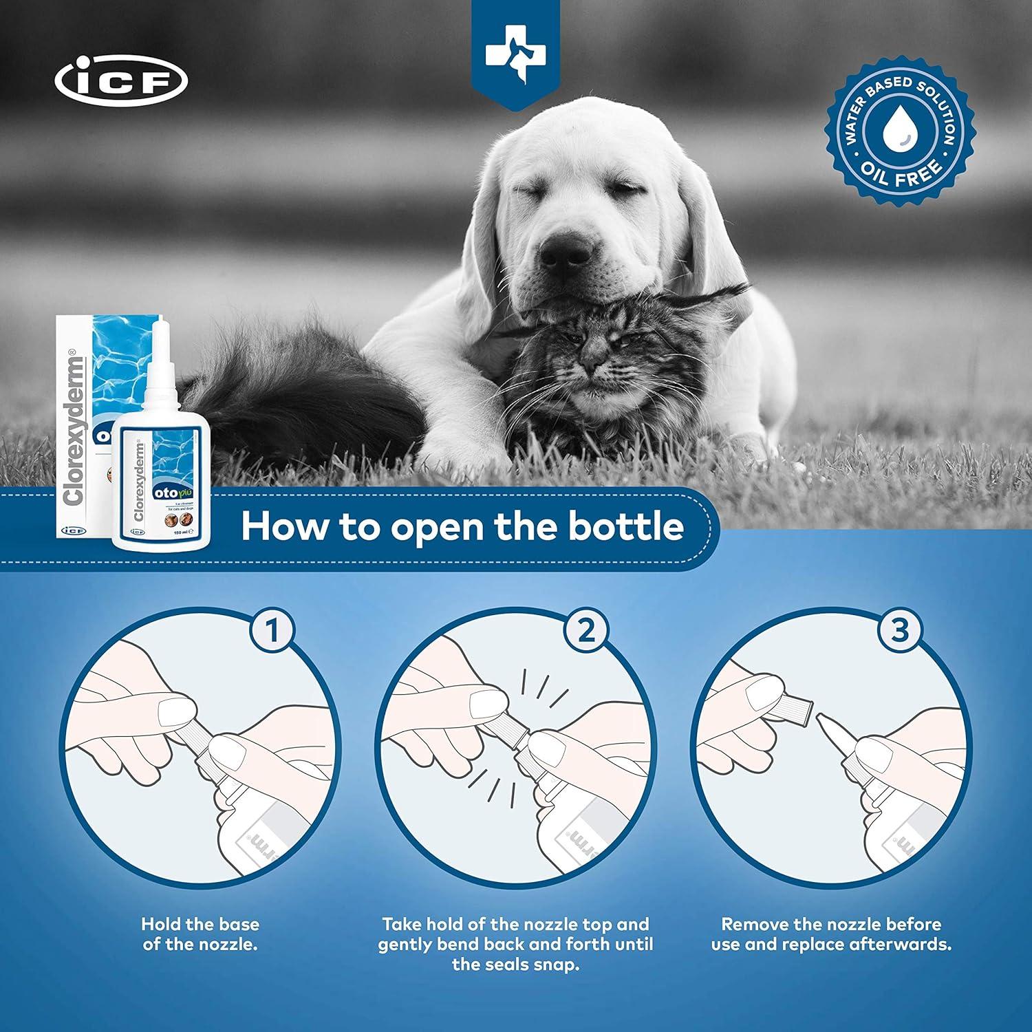 ICF Clorexyderm OTO Piu Ear Cleaner for Dogs & Cats - Double Pack (2 x ...