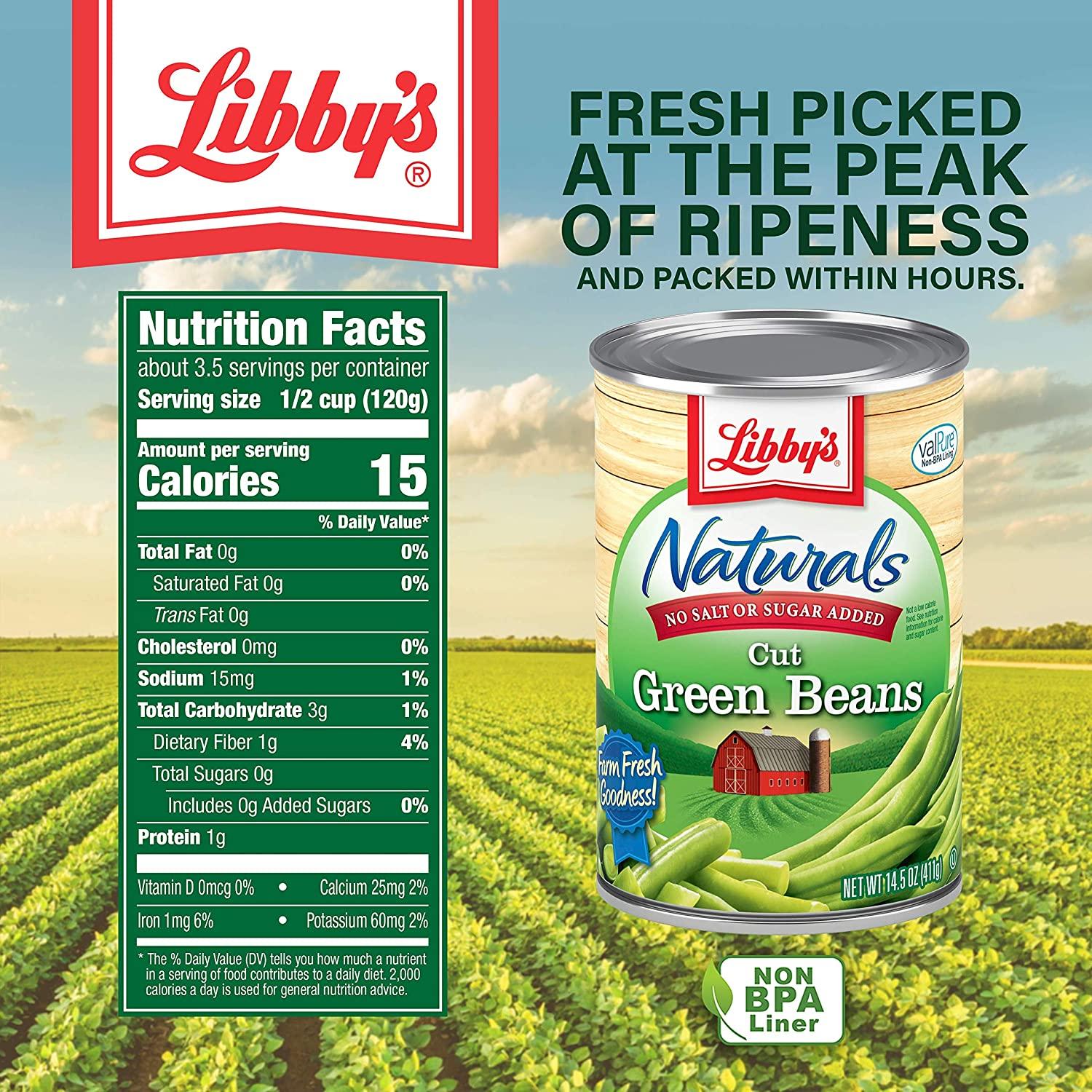 Libby's Naturals Cut Green Beans - No Salt or Sugar Added - Mild ...