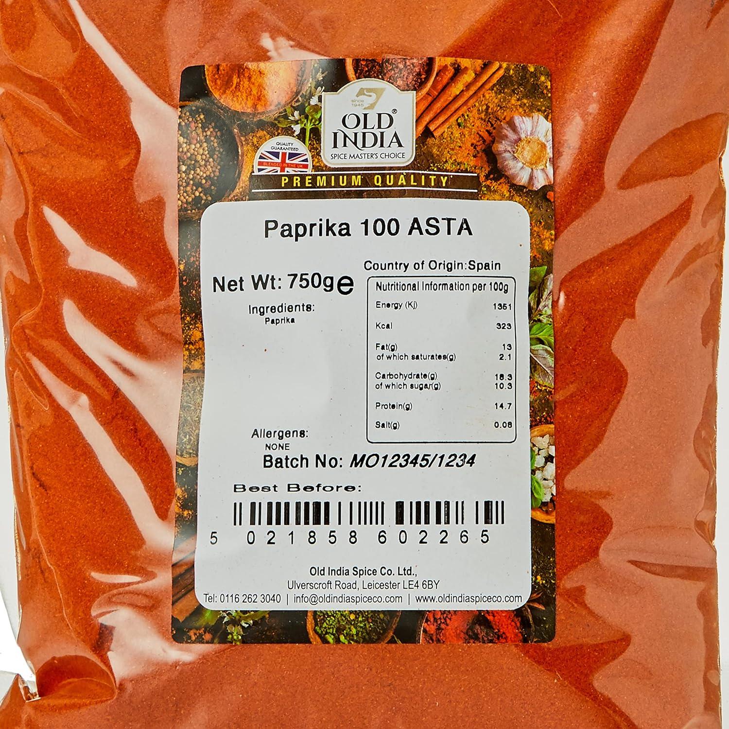 Old India Paprika 100 ASTA 750g - Premium Quality Spice (Pack of 1 ...