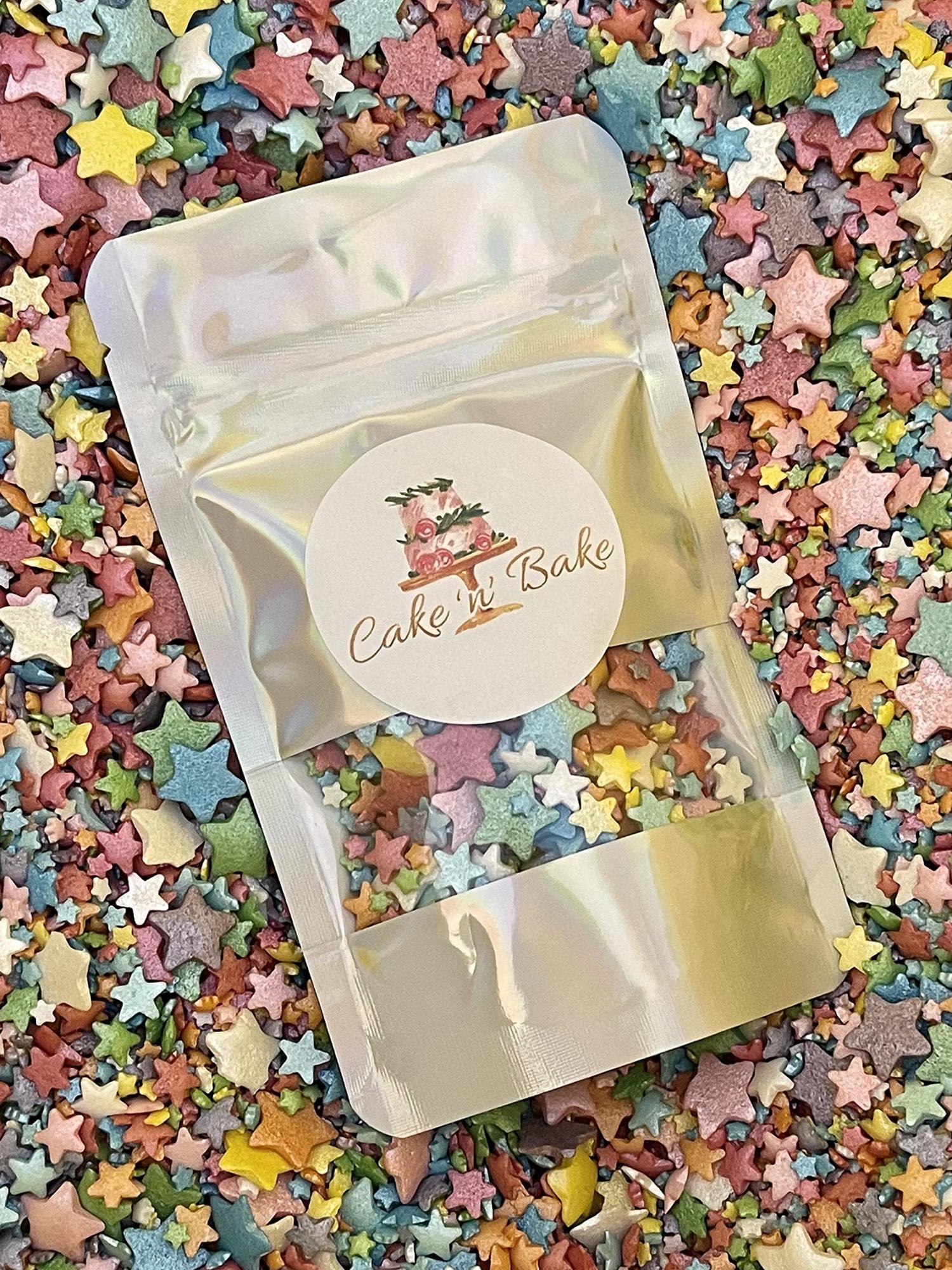 Rainbow Stars Themed Star Edible Cupcake Cake Topper Sprinkles (35g ...