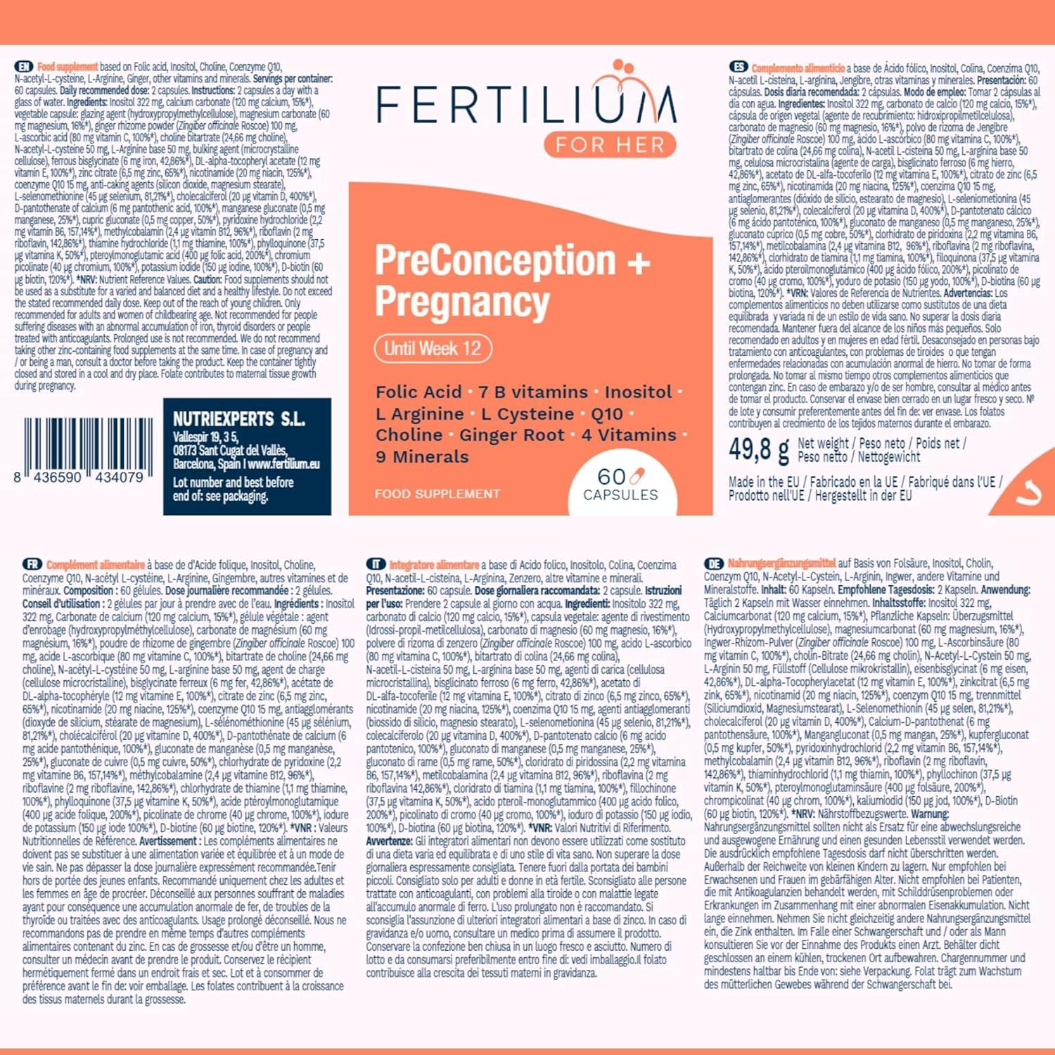 FERTILIUM Women Pregnancy Folic Acid for Fertility Inositol + Q10 ...