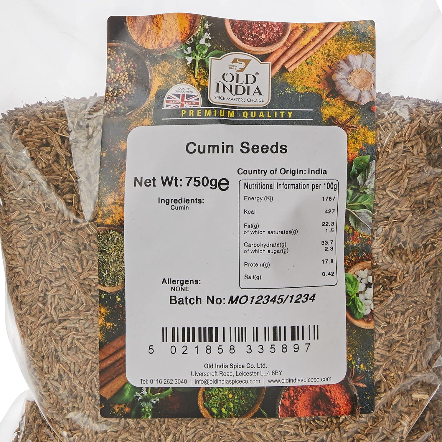 Old India Cumin Seeds 750g - Premium Quality Spices | Pack of 1 | Buy ...