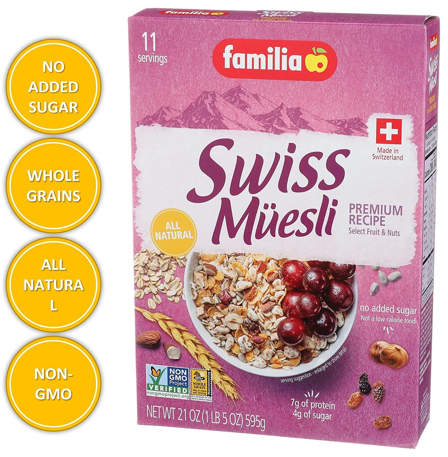 Familia Swiss Muesli Premium - No Sugar Added, 21oz | Healthy Breakfast ...