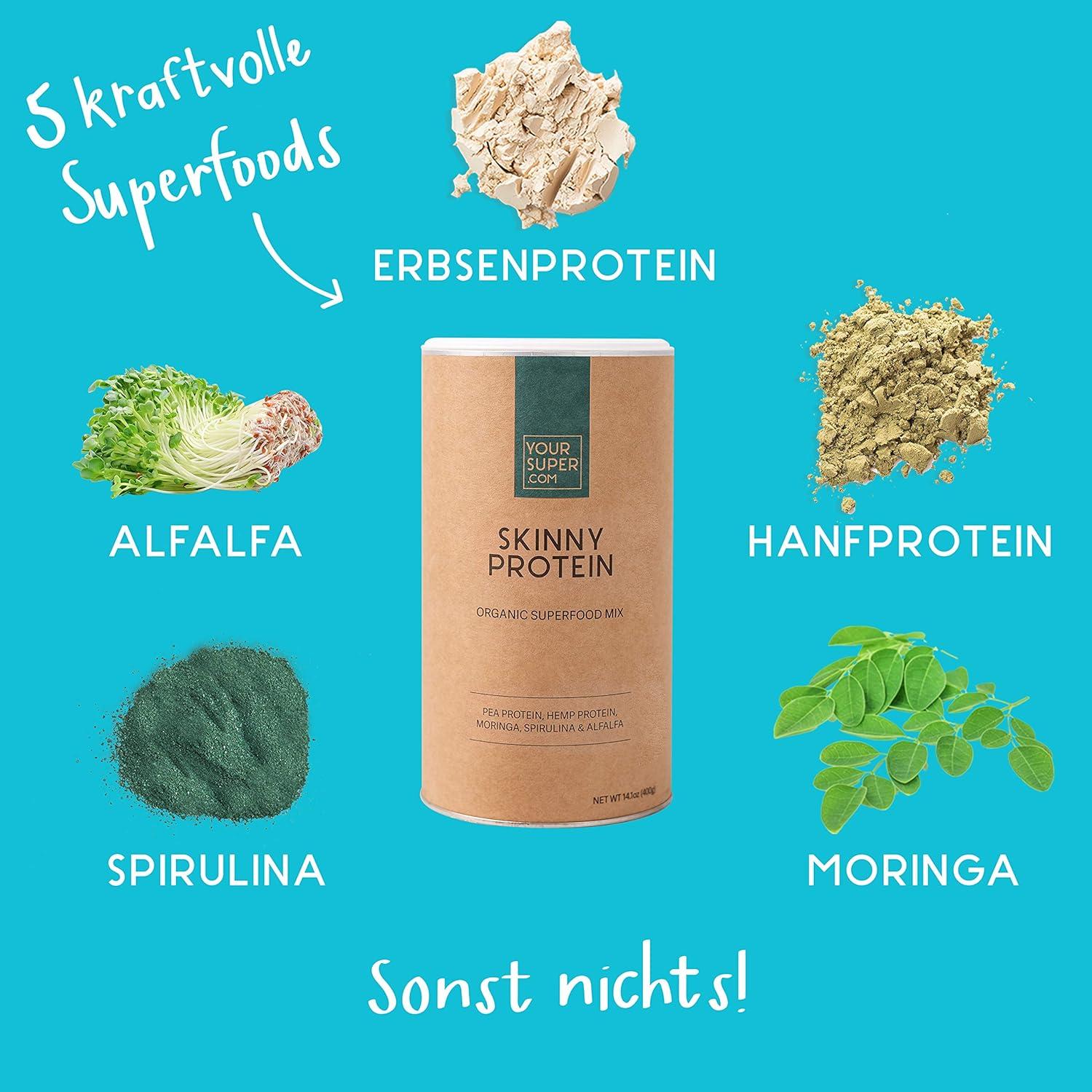 Super Skinny Protein Mix - Pea, Hemp, Moringa, Spirulina & Alfalfa 400g ...