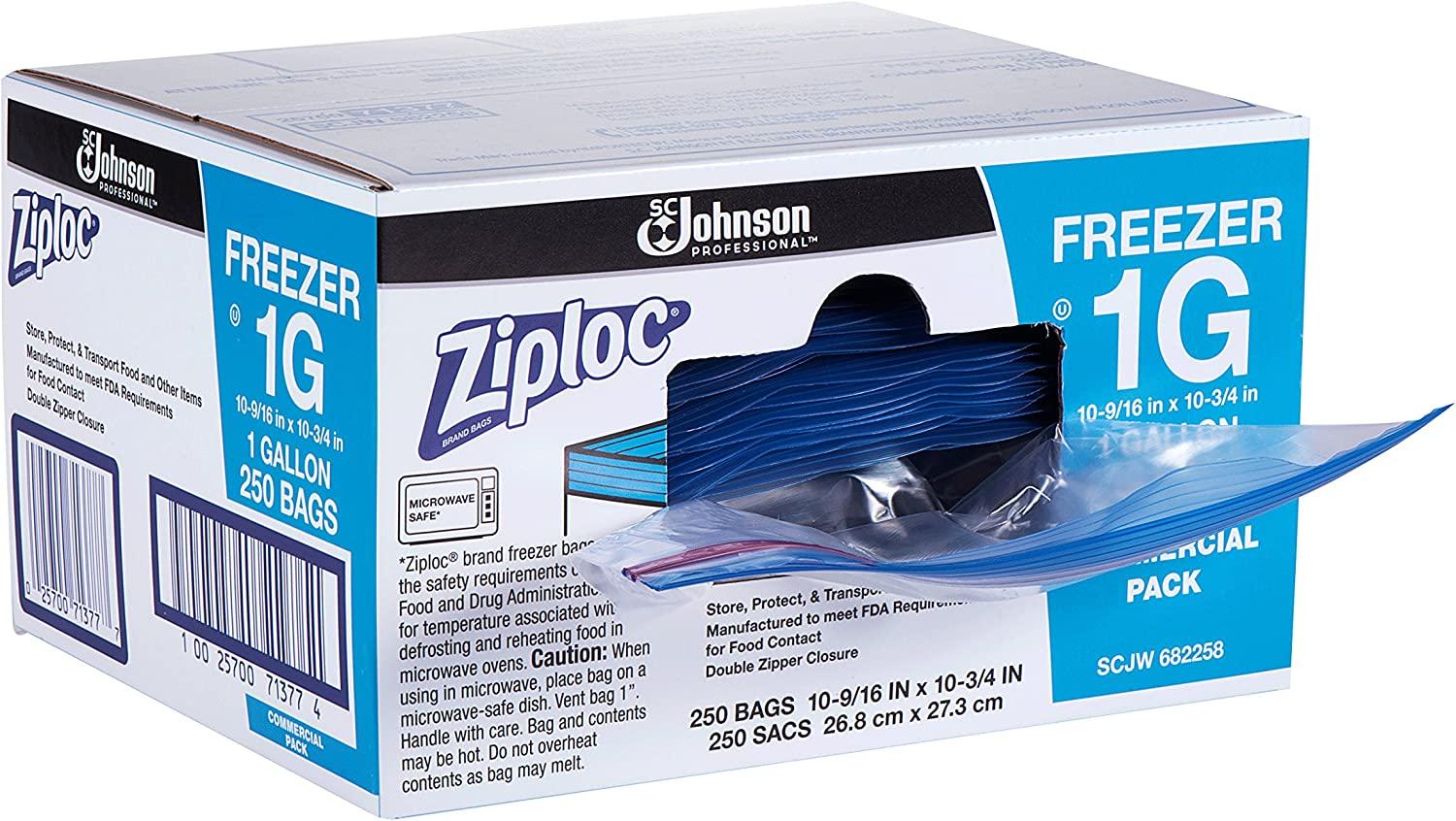 Ziploc Gallon Freezer Bags with Grip n Seal Technology - 250 Count ...