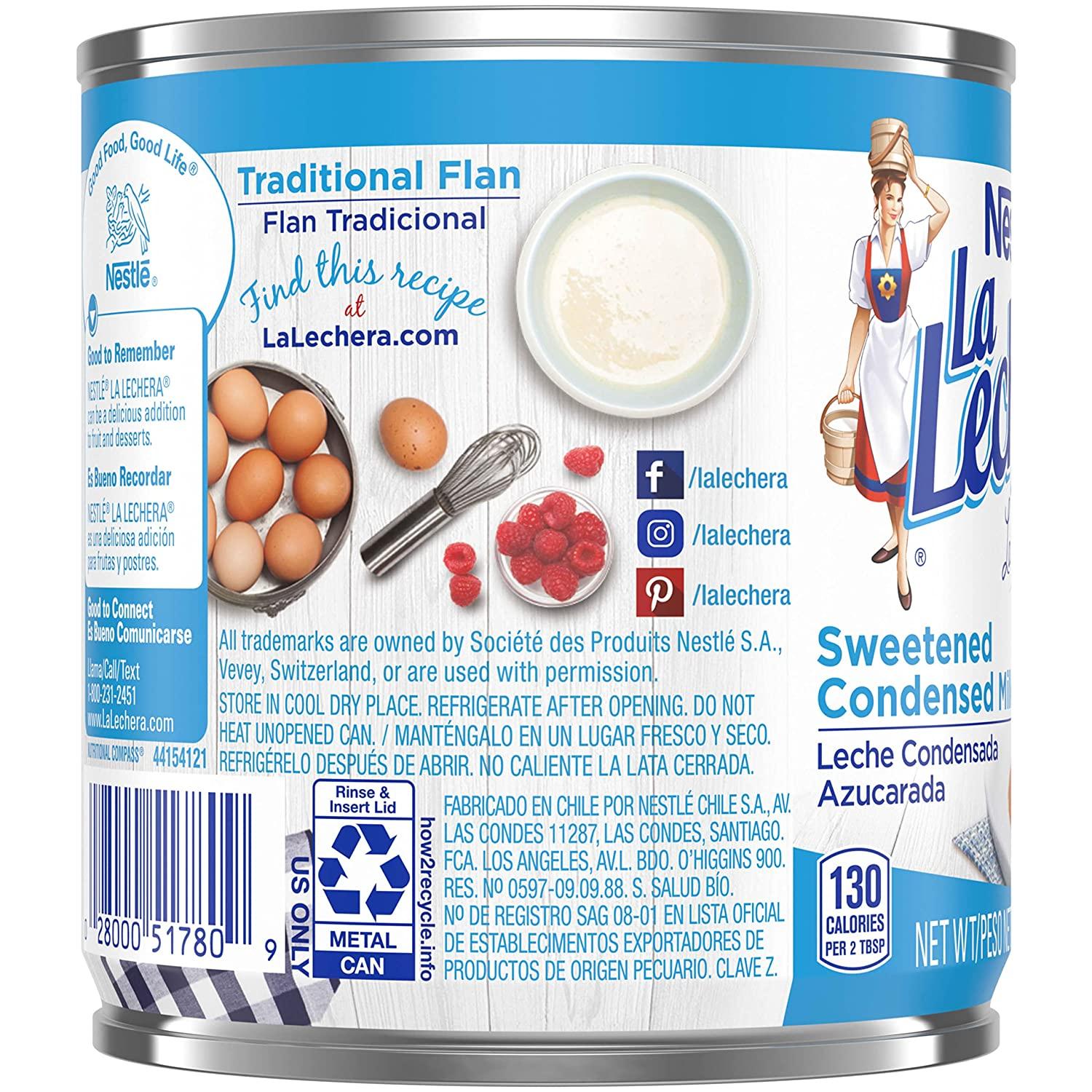 La Lechera Sweetened Condensed Milk 14 oz. Can - Rich and Creamy Dairy ...