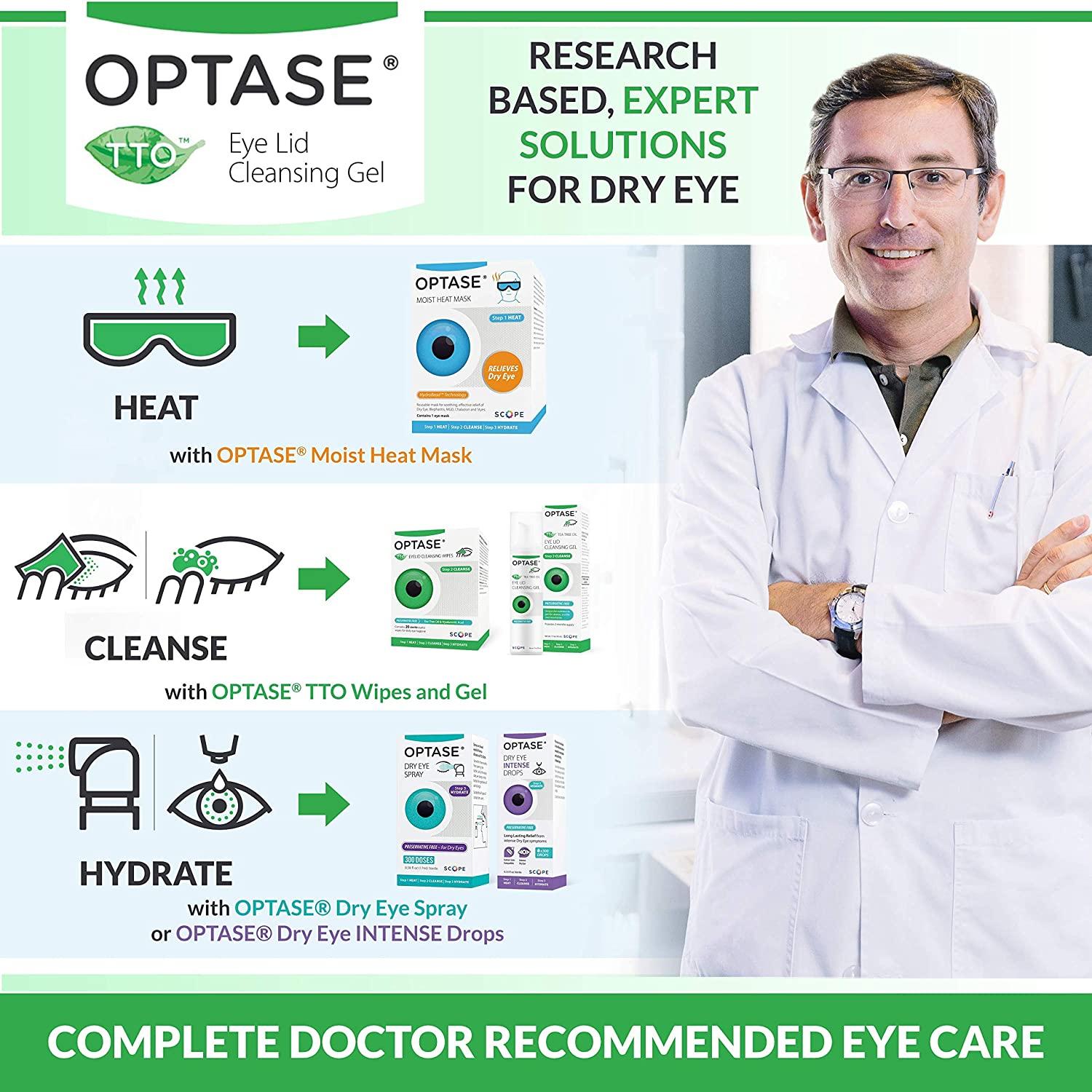 OPTASE TTO Eyelid Cleansing Gel - Tea Tree Eyelid Cleanser for Dry Eyes - Preservative Free ...