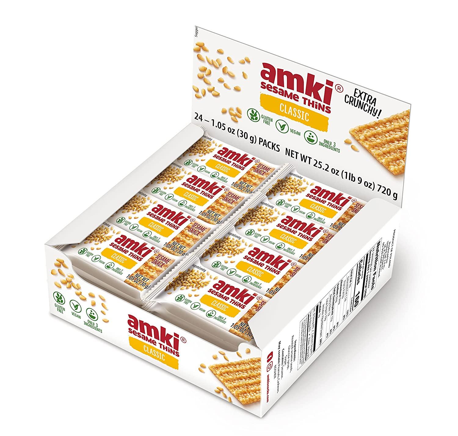 AMKI Sesame Thins Classic - Gluten Free Vegan Snack, 24 Pack 720g | Buy ...