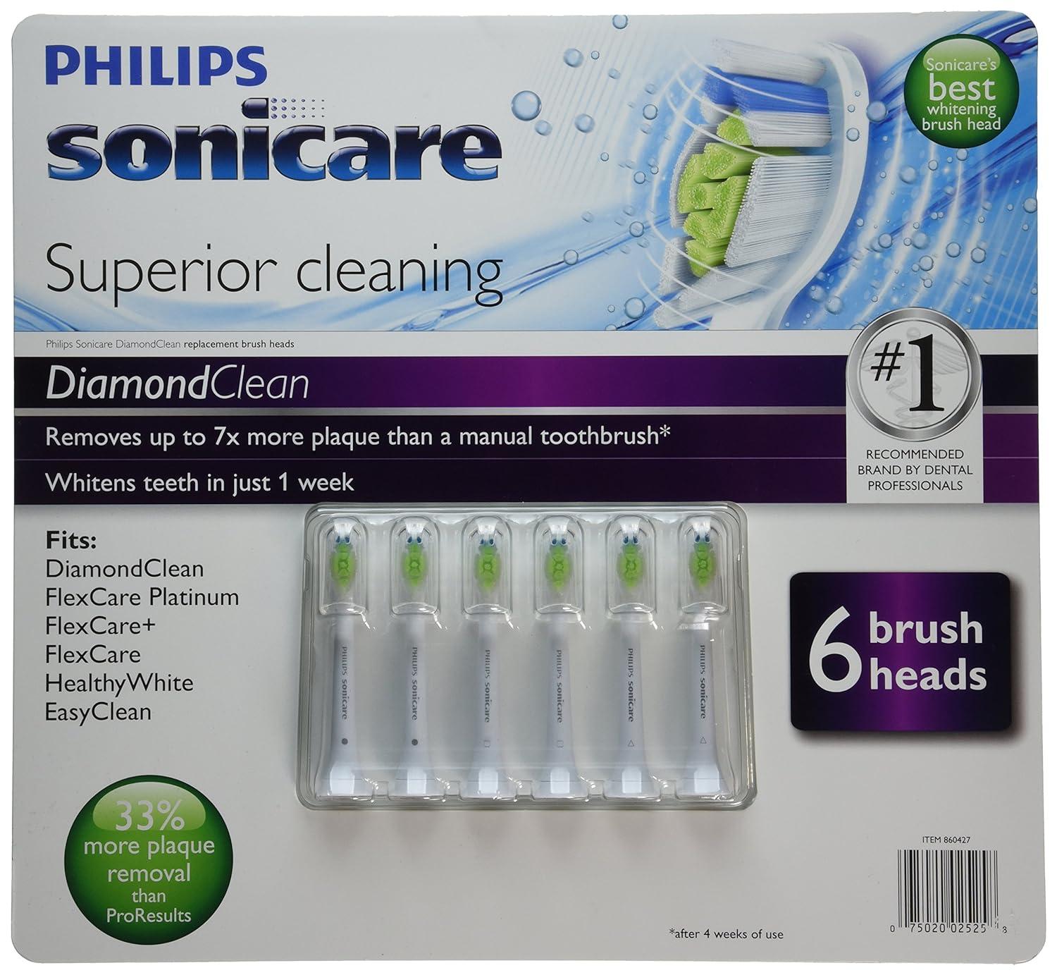 Philips Sonicare HX6066/70 DiamondClean Standard Brush Heads 6-Pack ...