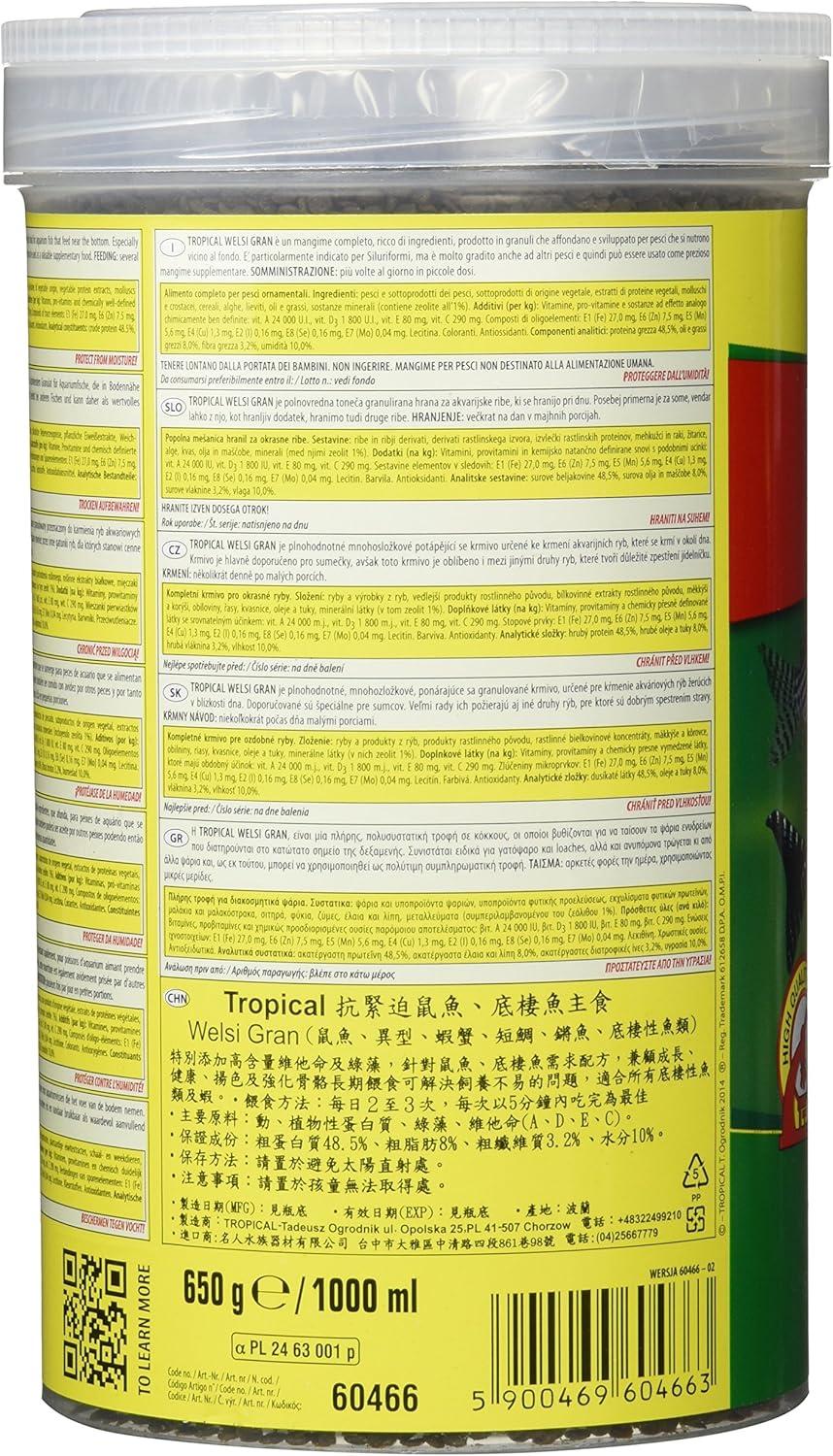Tropical Welsi Gran Granules for Bottom-Feeding Ornamental Fish - 1 L ...