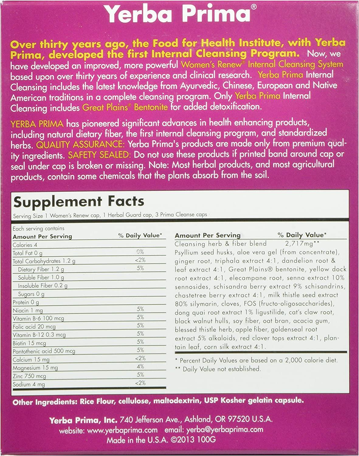 Yerba Prima Women's Renew Internal Cleansing Program - 3 Part Detox ...