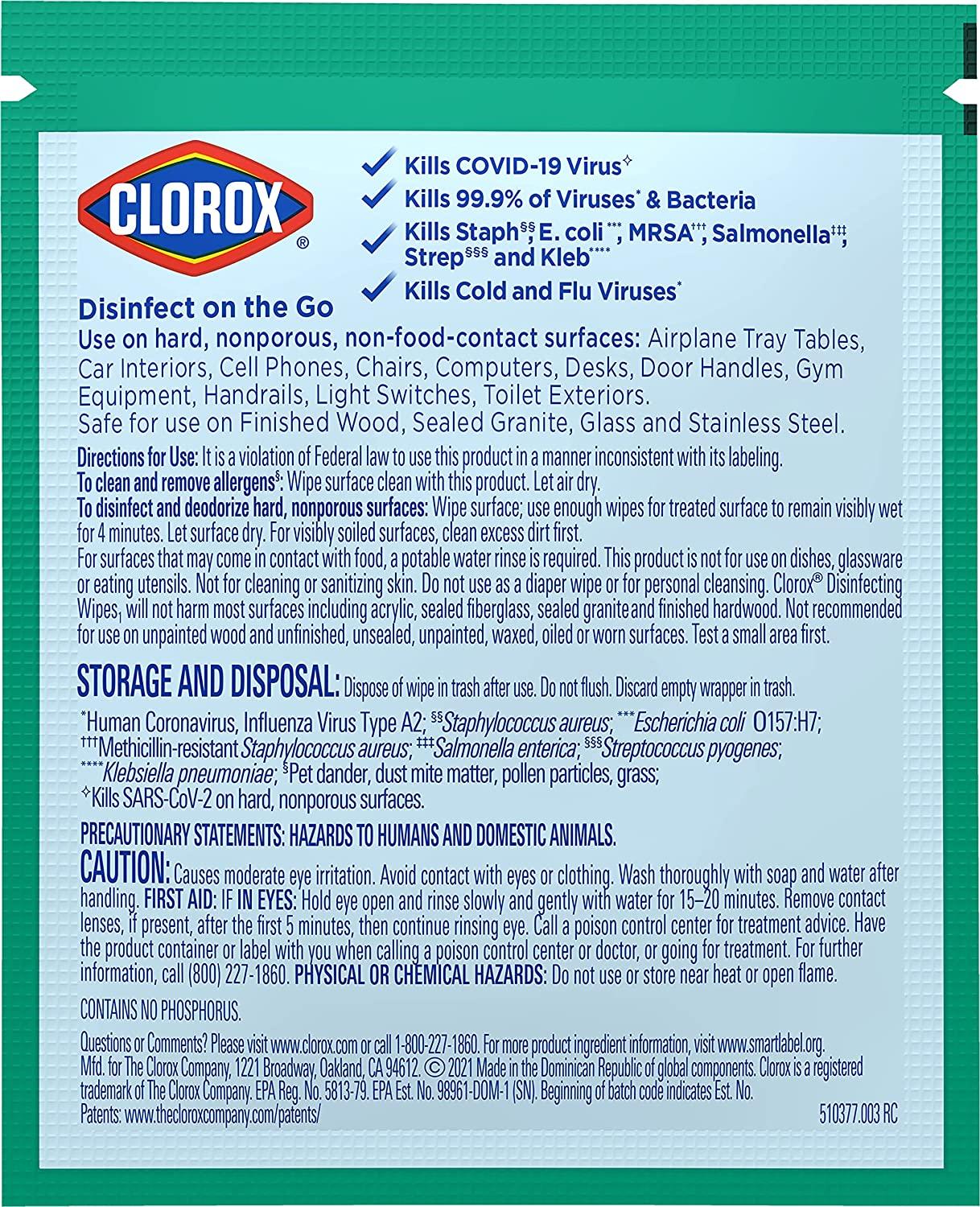Clorox Disinfecting Wipes To Go - Fresh Scent - Pack of 100 | Buy Now ...