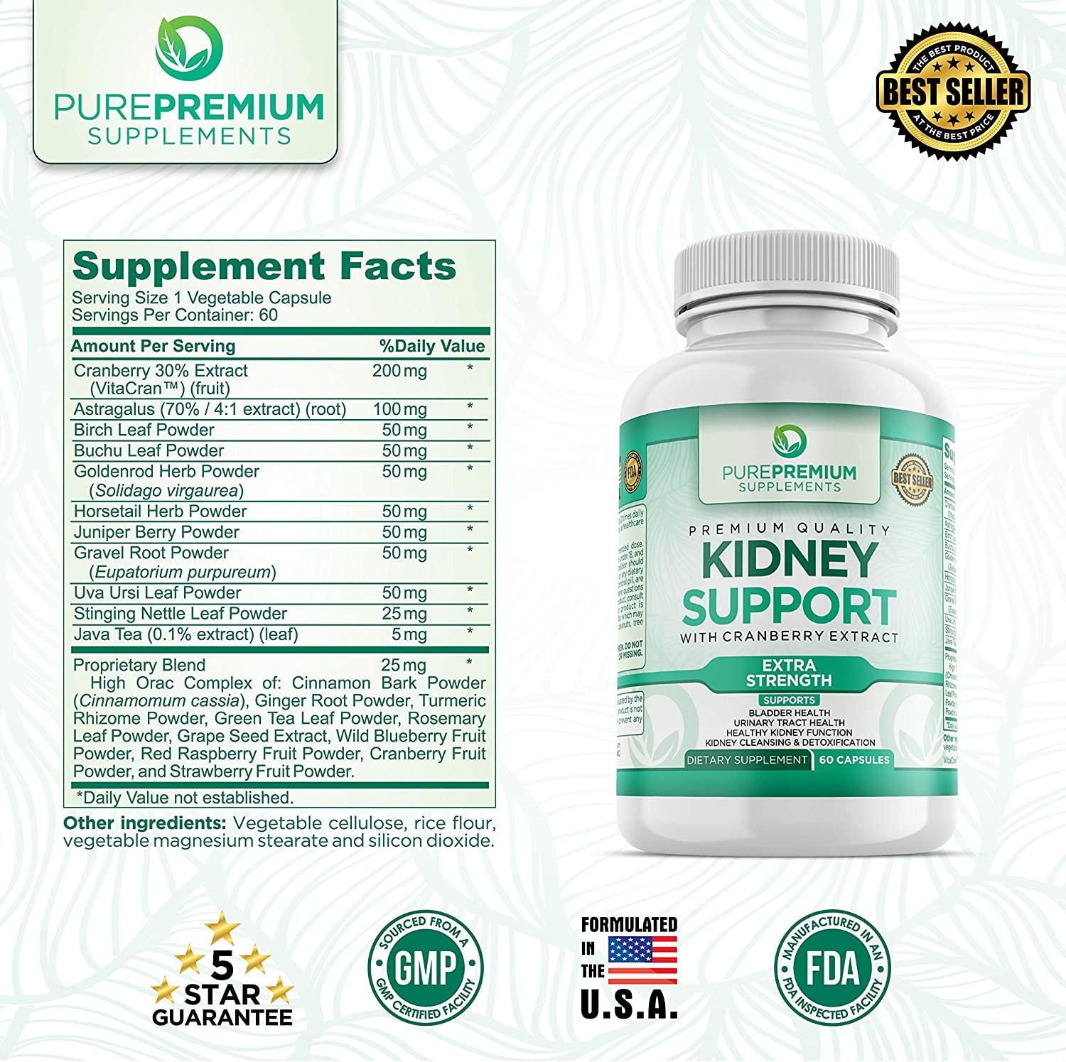 PurePremium Kidney Support Supplement - Promotes Urinary Tract Health ...