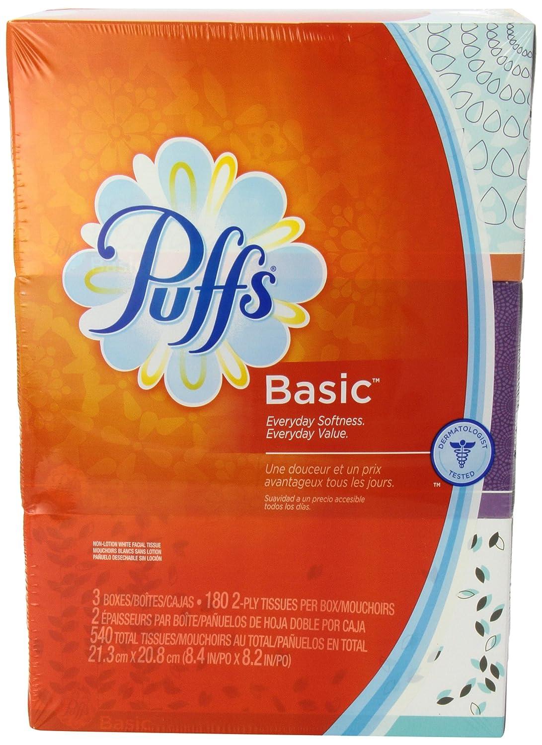 Puffs Basic Facial Tissues 180 ct 3 pk - Soft & Strong Tissues for ...