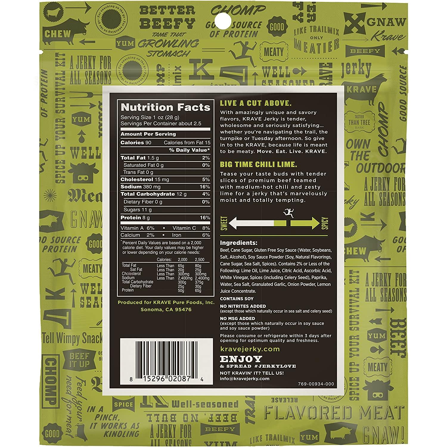 Buy KRAVE Chili Lime Beef Jerky 2.7oz | Premium Jerky Snack | Buy Now ...