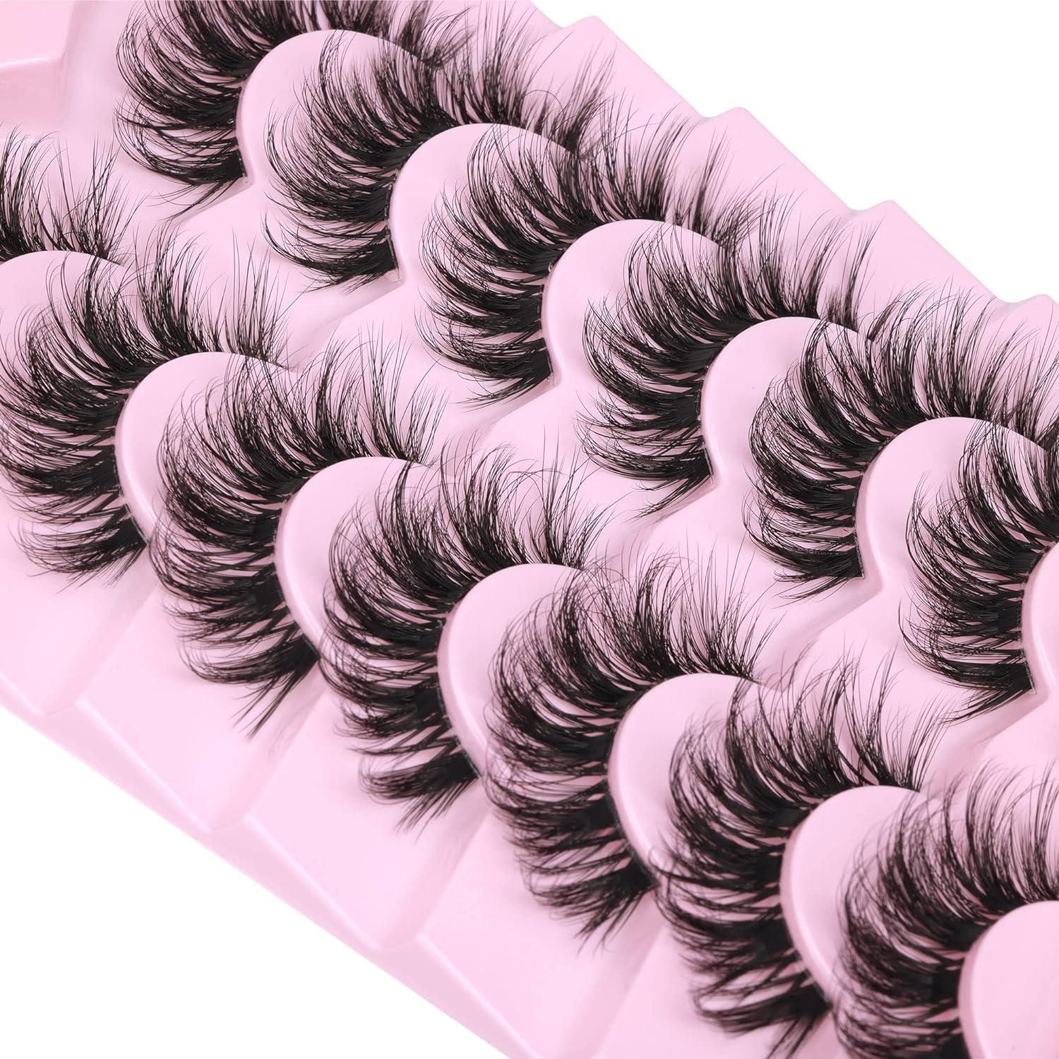 False Eyelashes Clear Band Lashes Fluffy 18mm Long Dramatic Invisible ...
