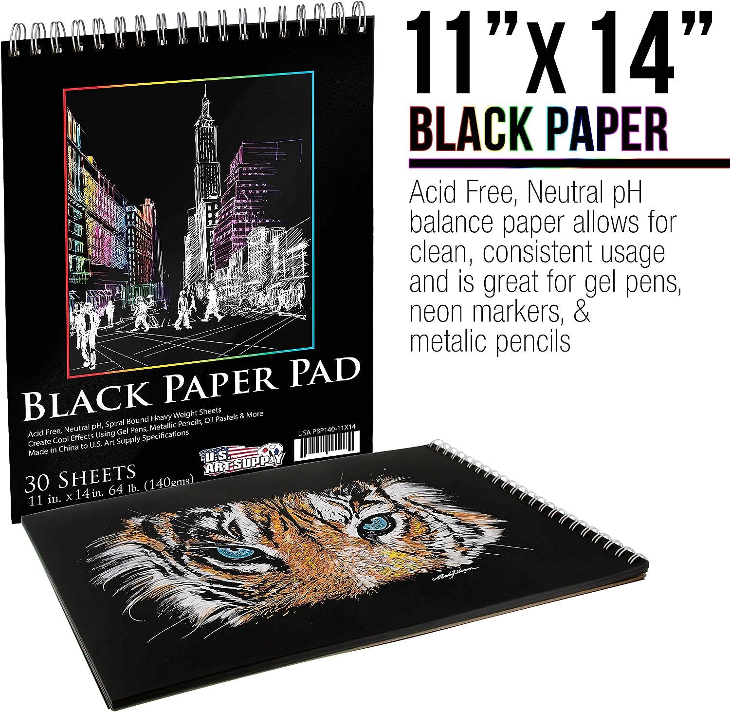 U.S. Art Supply 11x14 Premium Black Sketch Pad, 2 Pack - 30 Sheets Each ...