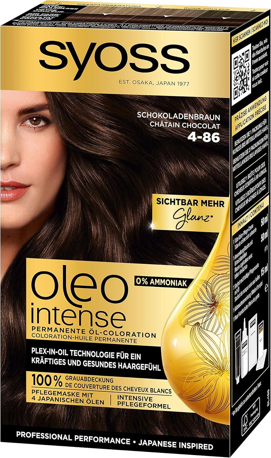 Syoss Oleo Intense 4-86 Chocolate Brown Hair Color - Ammonia-Free ...