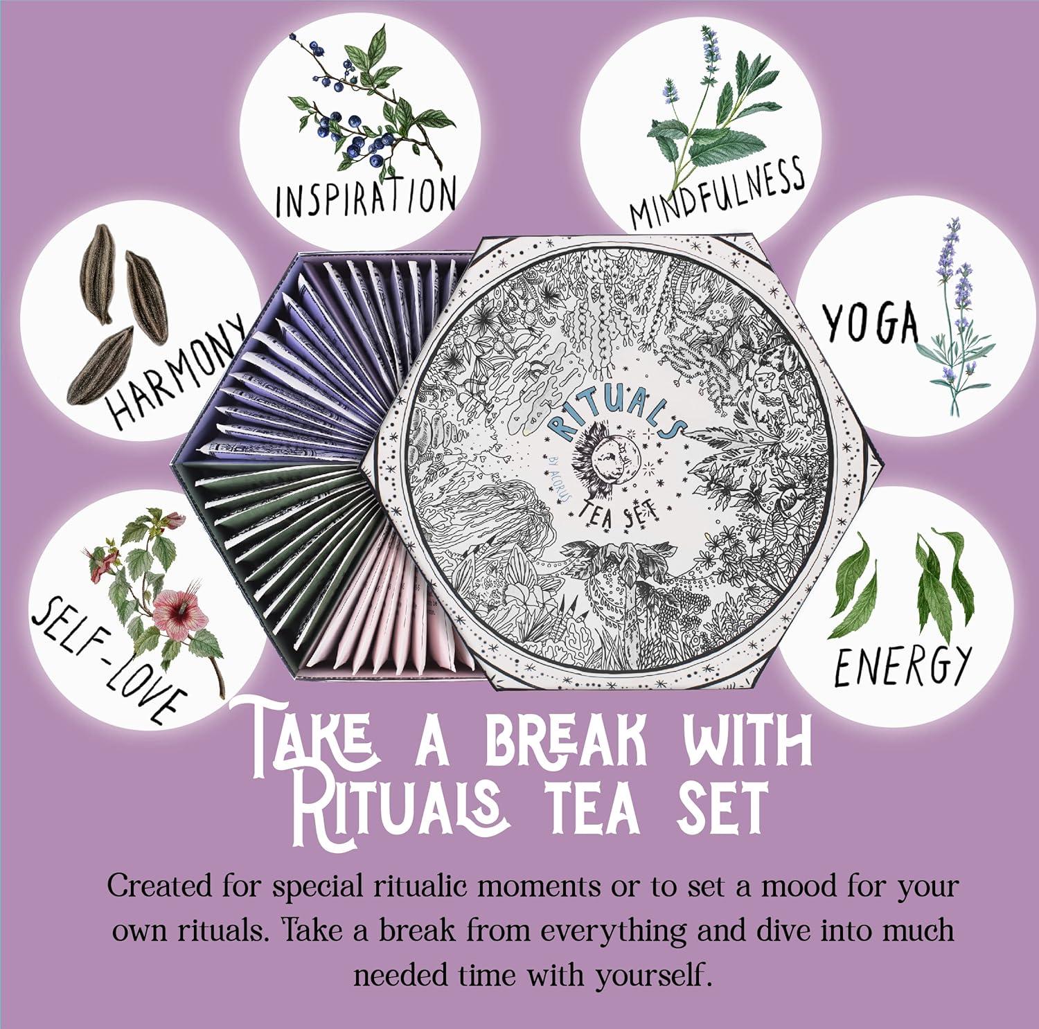 ACORUS Rituals Tea Set - 6 Natural Assorted Teas in Beautiful Tea Box ...