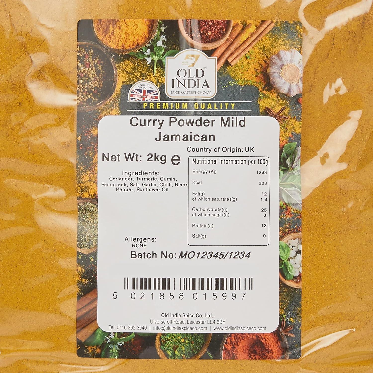 Old India Mild Jamaican Curry Powder 2kg - Authentic Blend (Pack of 1 ...