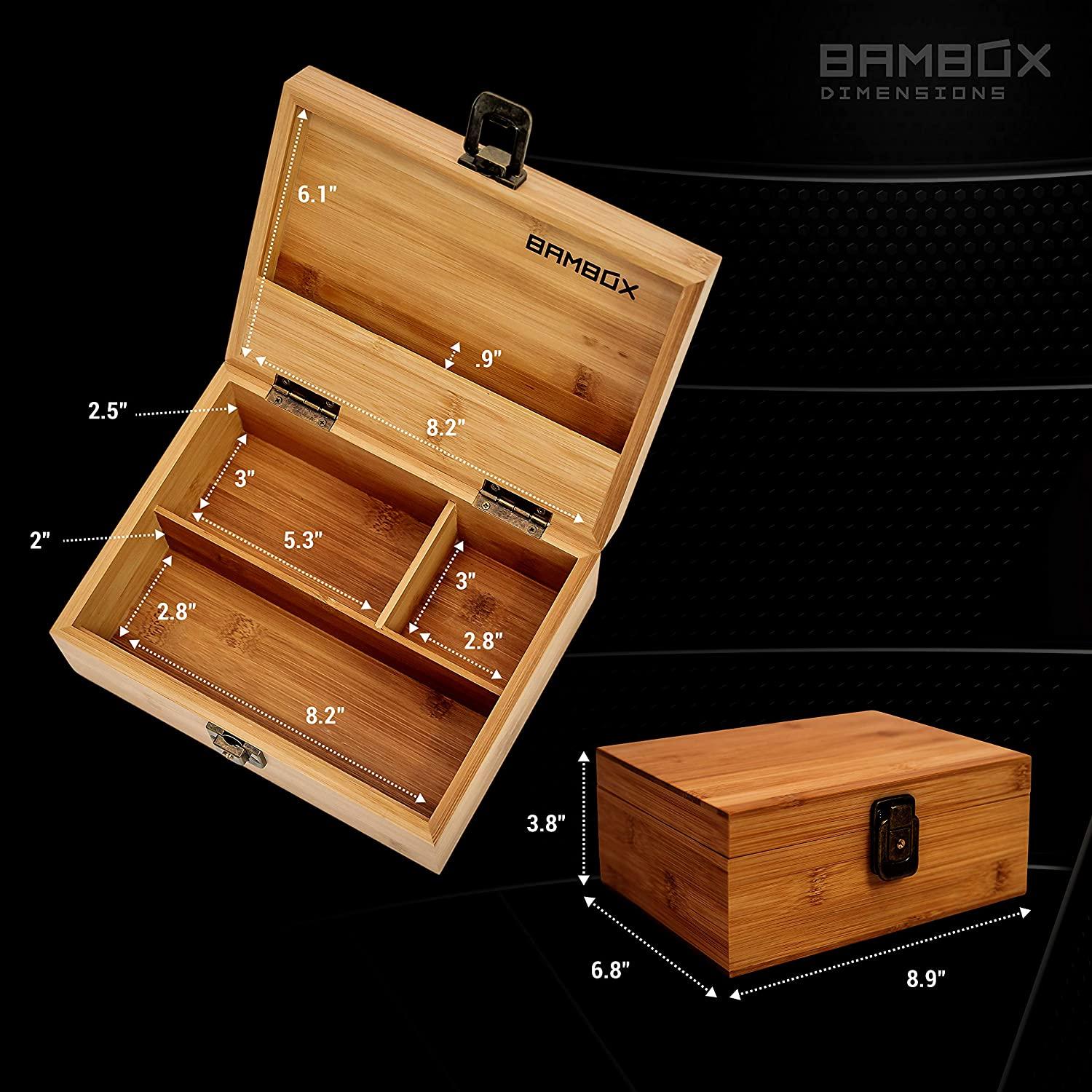 BAMBOX Stash Box with Rolling Tray, Smell Proof Containers, Wooden ...