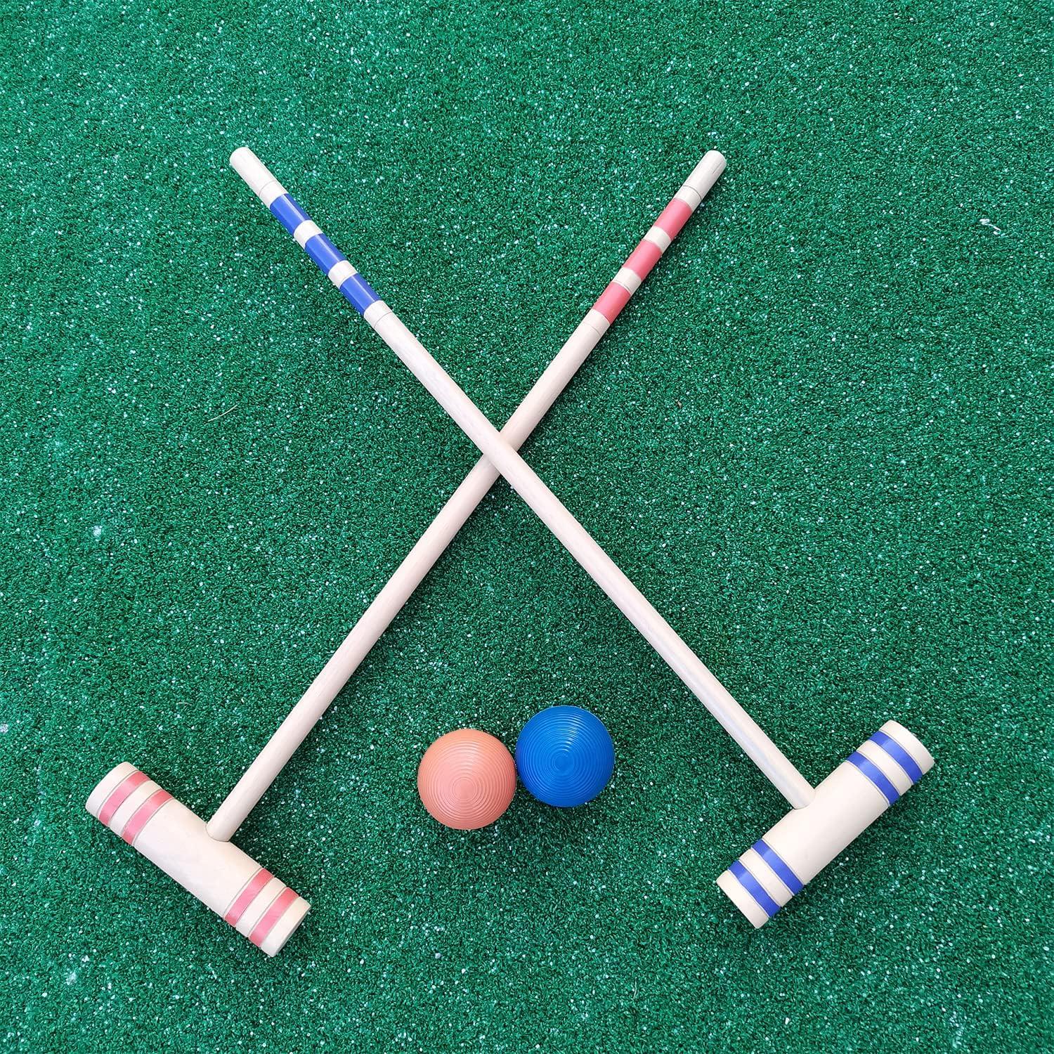 Tuahoo 28 Six-Player Croquet Set with Wooden Mallets - Outdoor Game for ...
