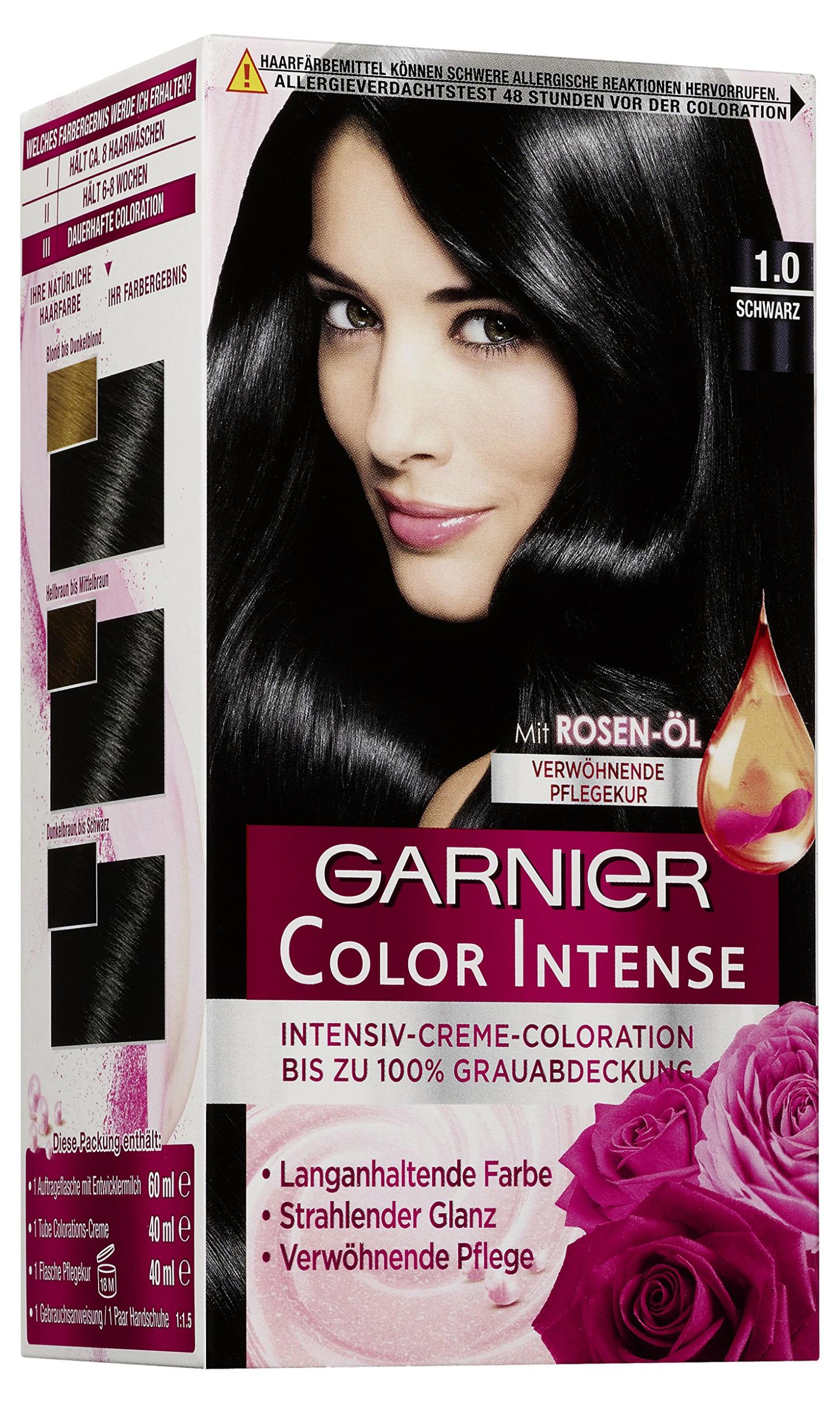 Garnier Color Intense Permanent Cream Coloration 1.0 Black - Intense ...