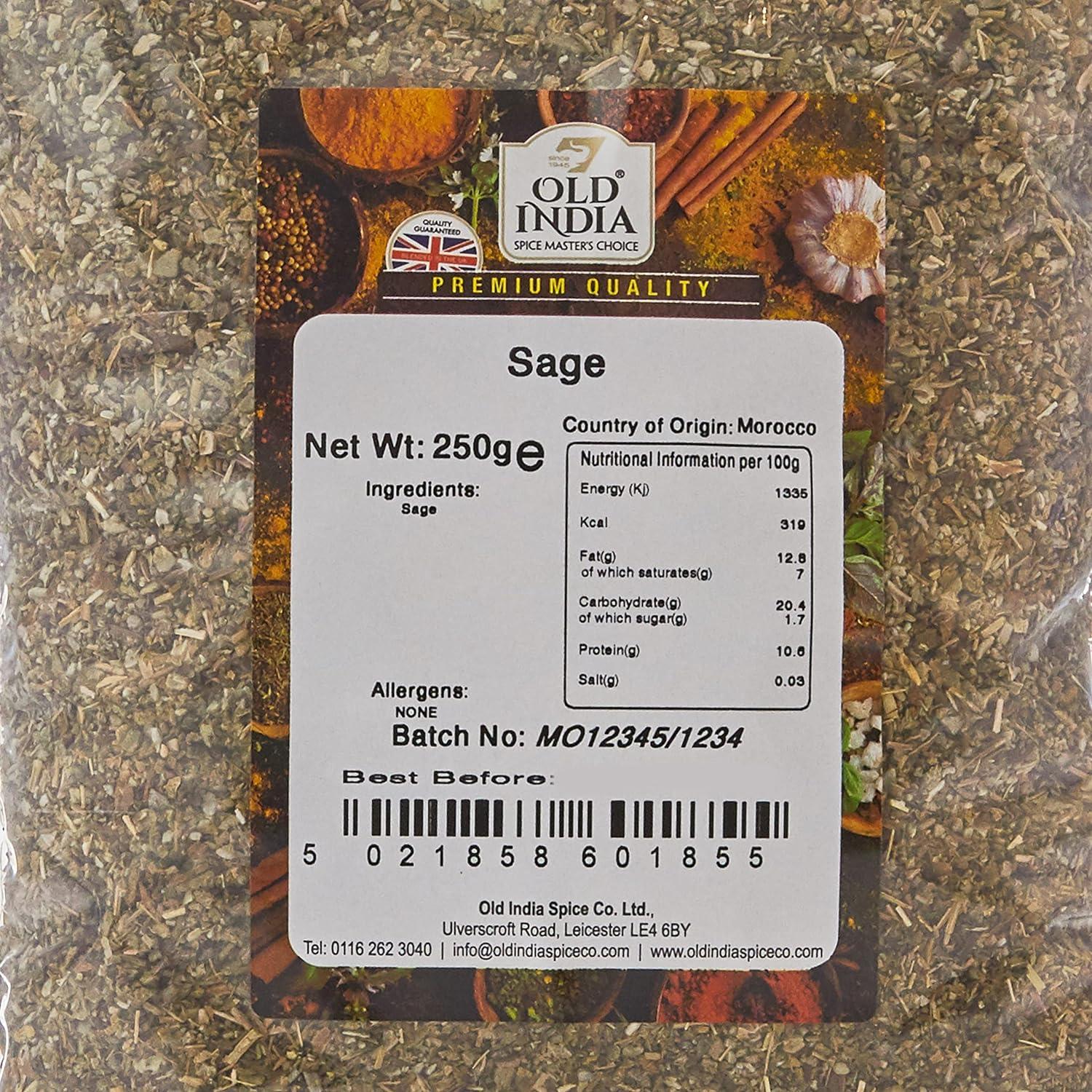 Old India Sage 250g - Premium Quality Sage Leaves for Culinary and ...