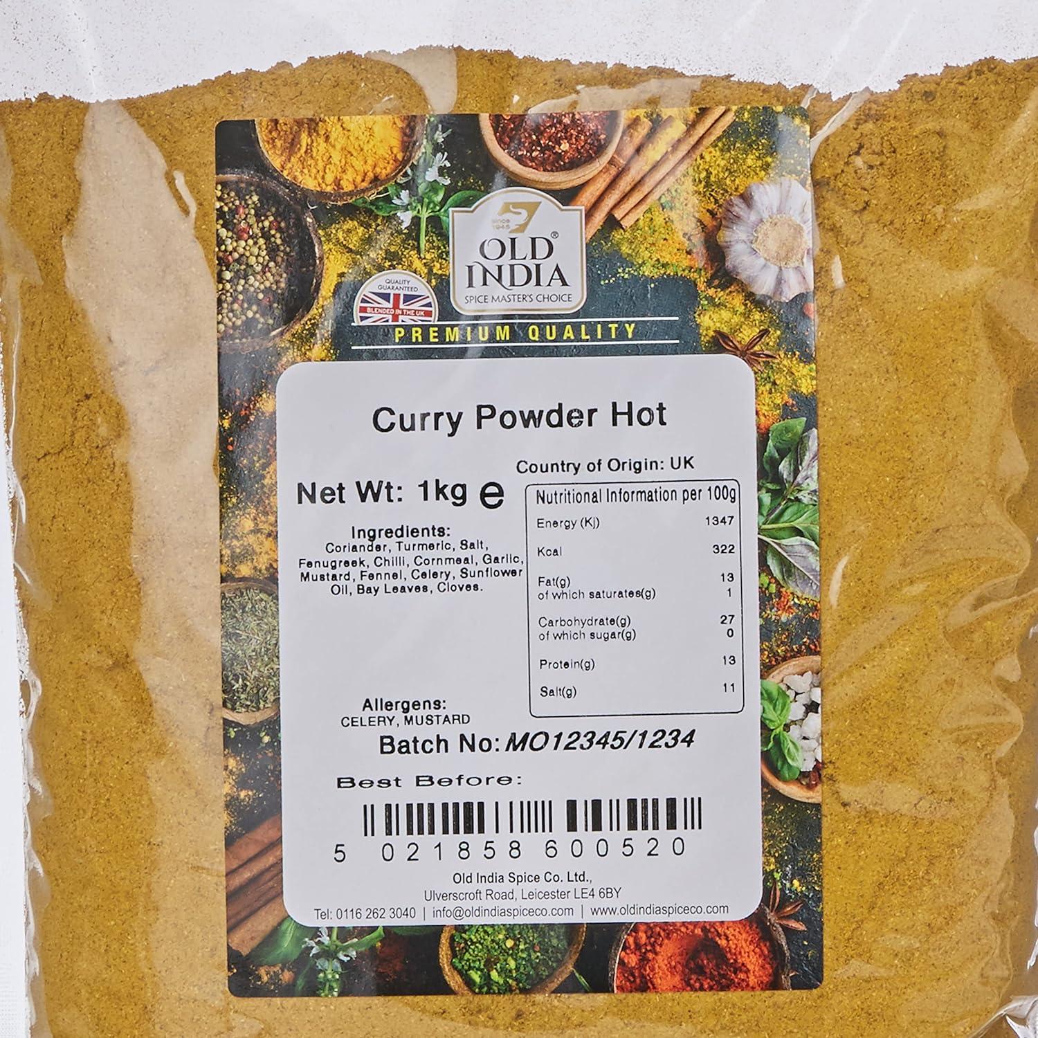 Old India Hot Curry Powder 1kg - Authentic Blend for Spicy Indian ...
