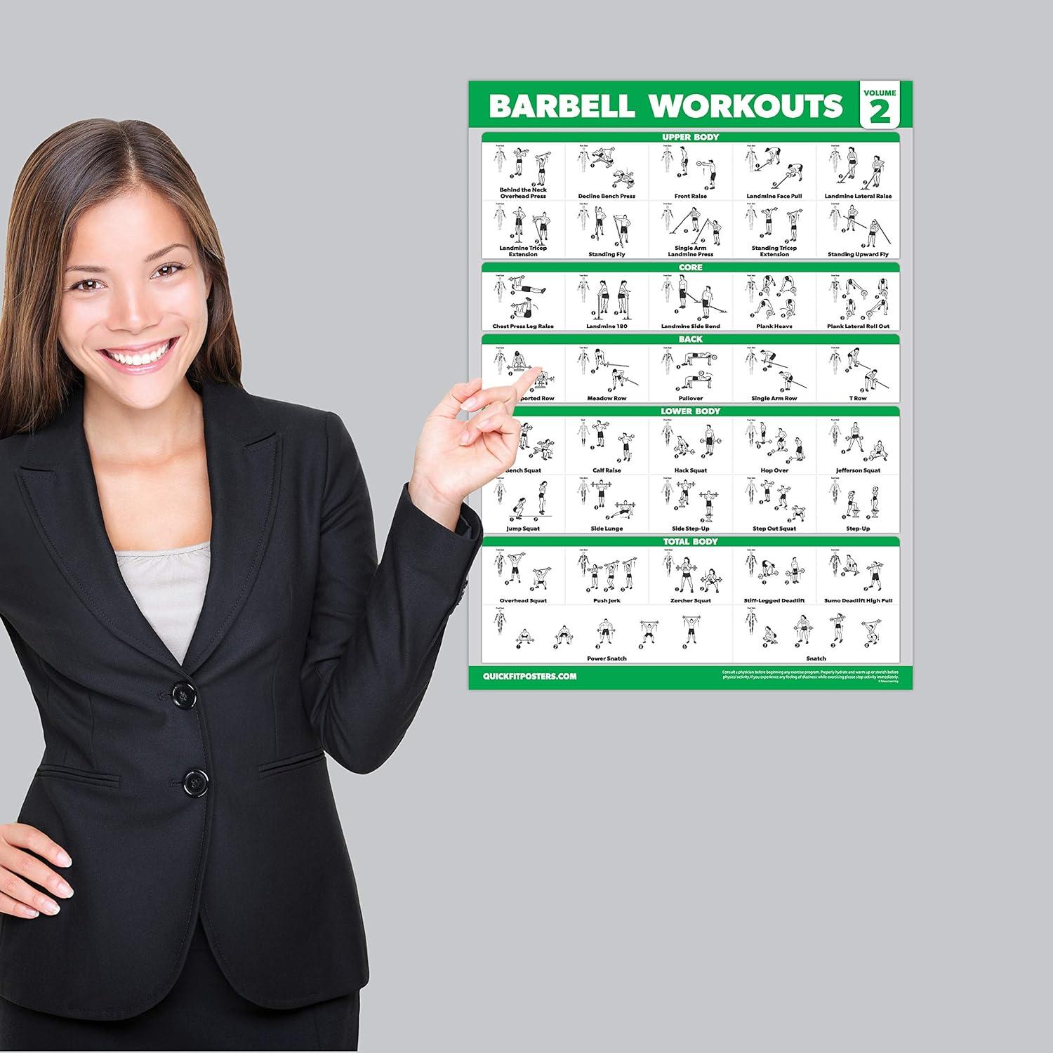 Buy Palace Learning Barbell Workout Posters - Set of 3 Laminated ...