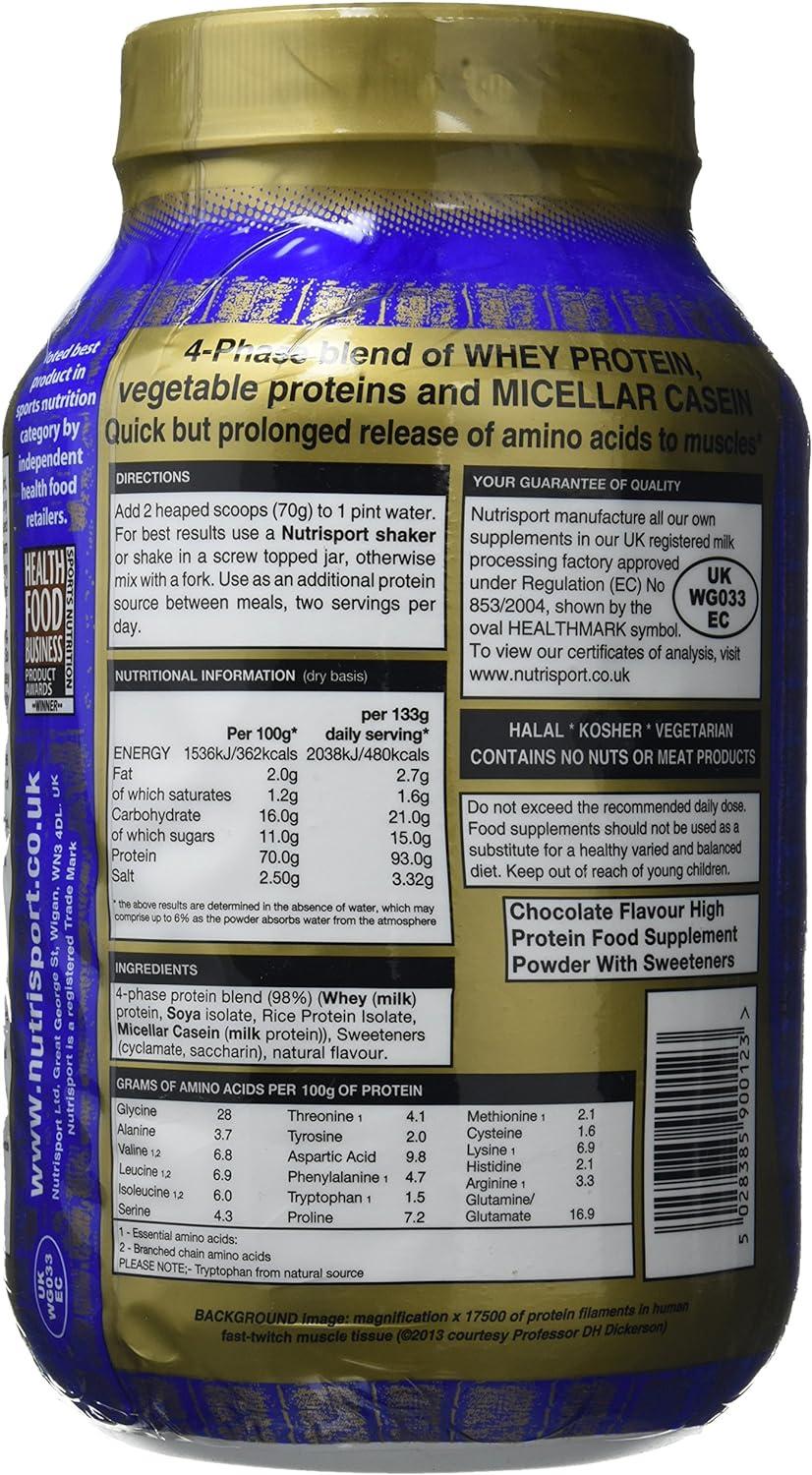 Nutrisport 90+ Protein Chocolate Powder 908g - High-Quality Protein ...