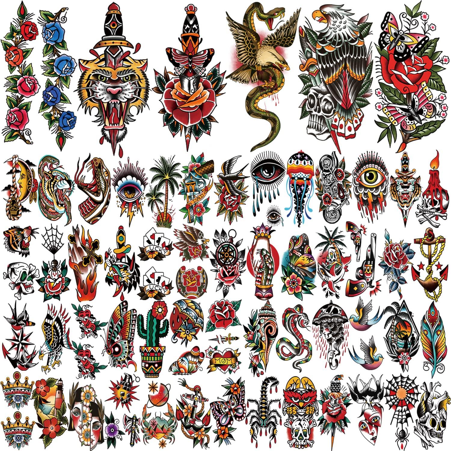 American Traditional Flower Tattoo Flash